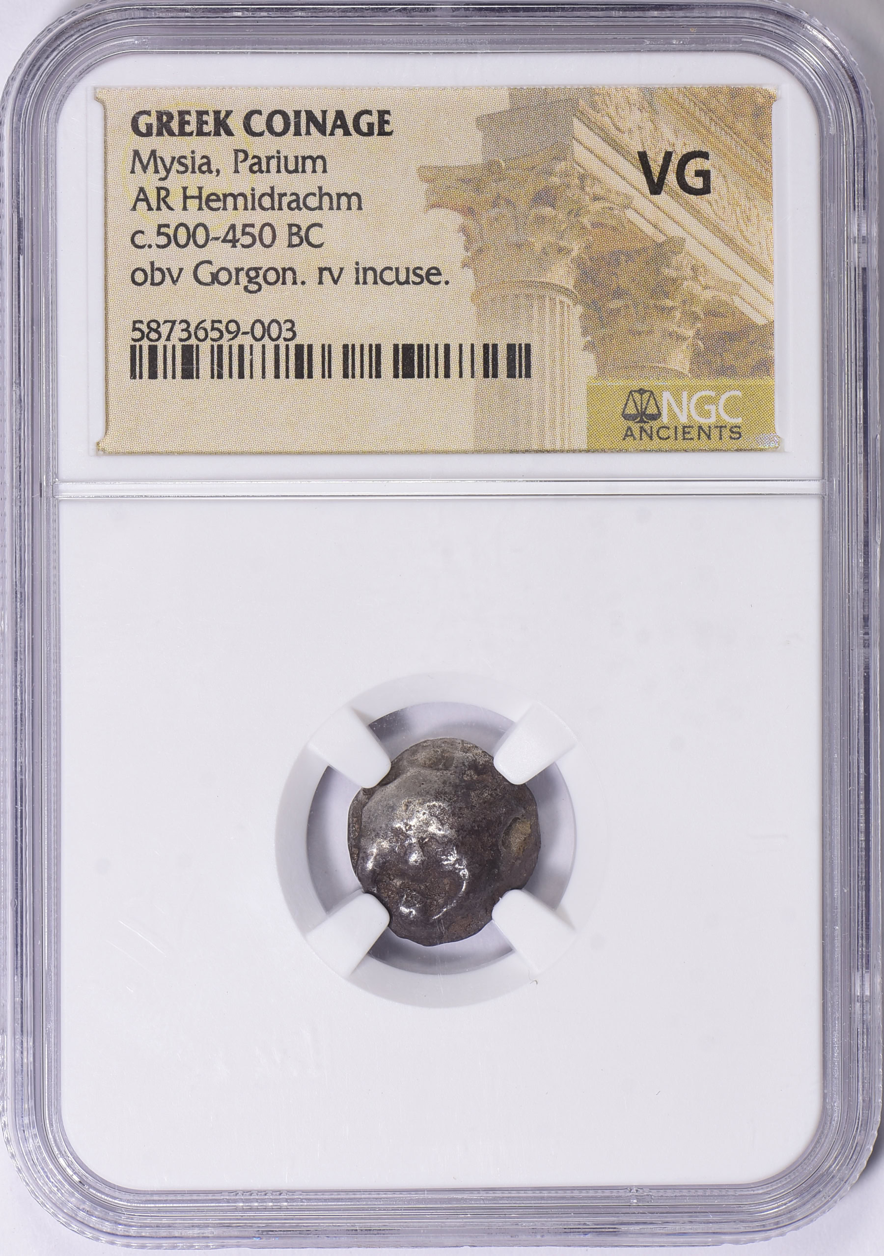Ancient Mysia, Parium c.500-450 B.C. AR Hemidrachm NGC VG | NGC Cert ...