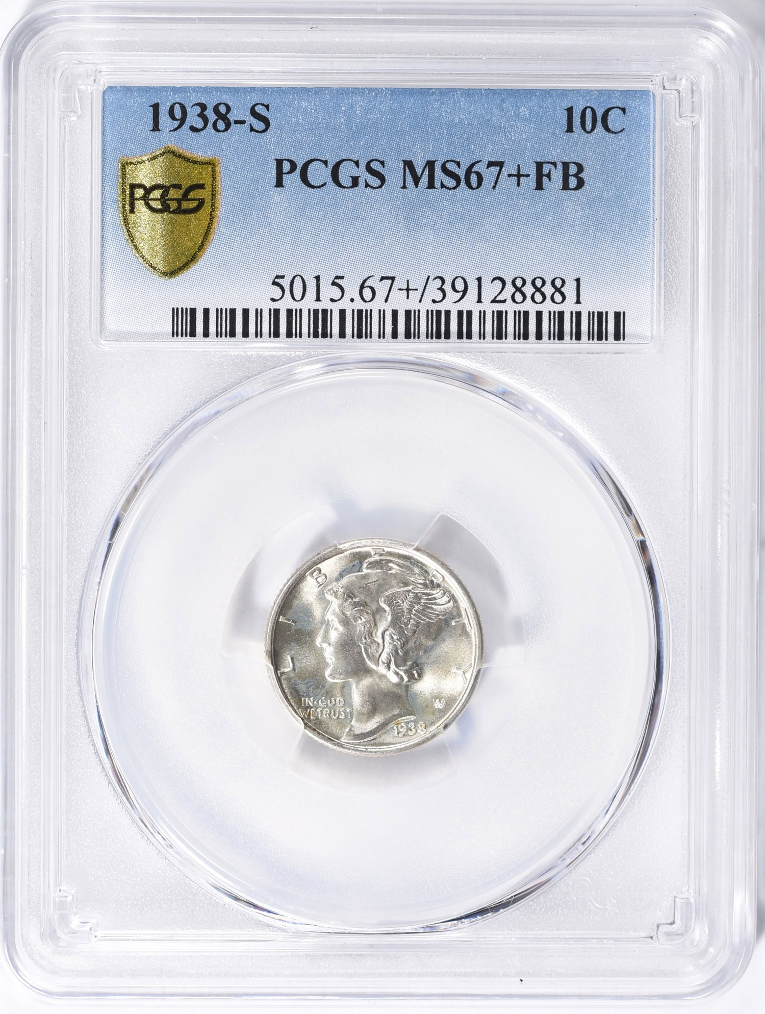 1938-S Mercury Dime PCGS MS-67+ FB (Item 1815122) | GreatCollections Coin Auctions