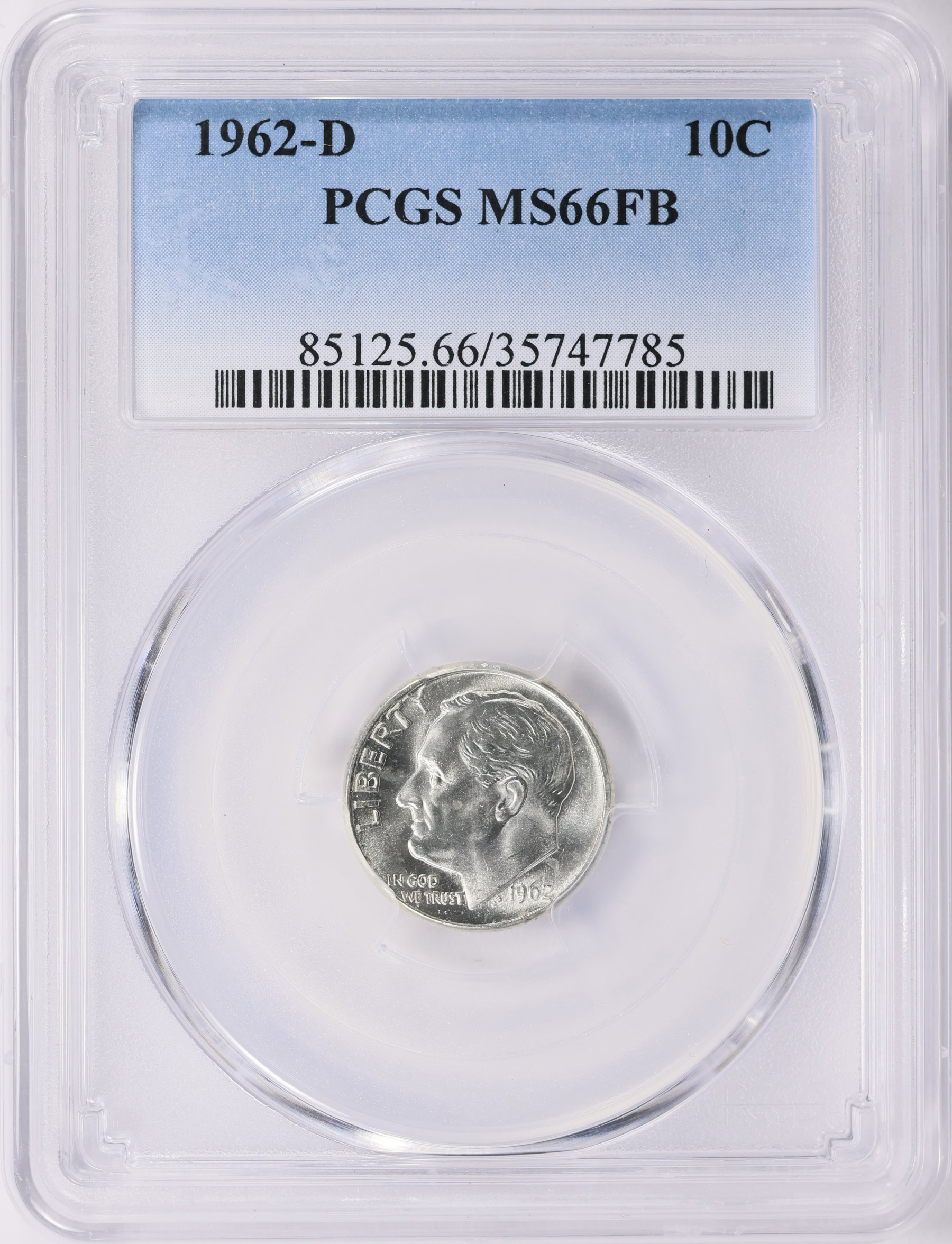 1962-D Roosevelt Dime PCGS MS-66 FB (Item 1816694) | GreatCollections ...