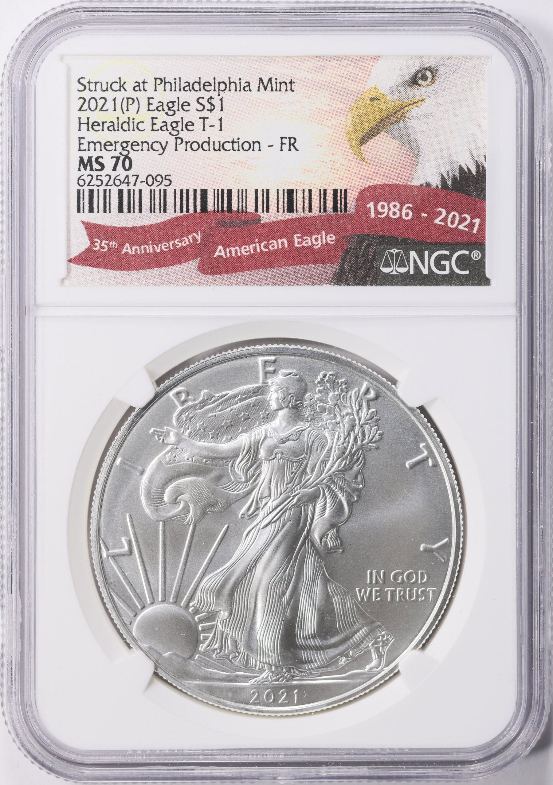 2021-(P) $1 Silver Eagle Struck at Philadelphia Type 1 Emergency Production First Releases NGC ...