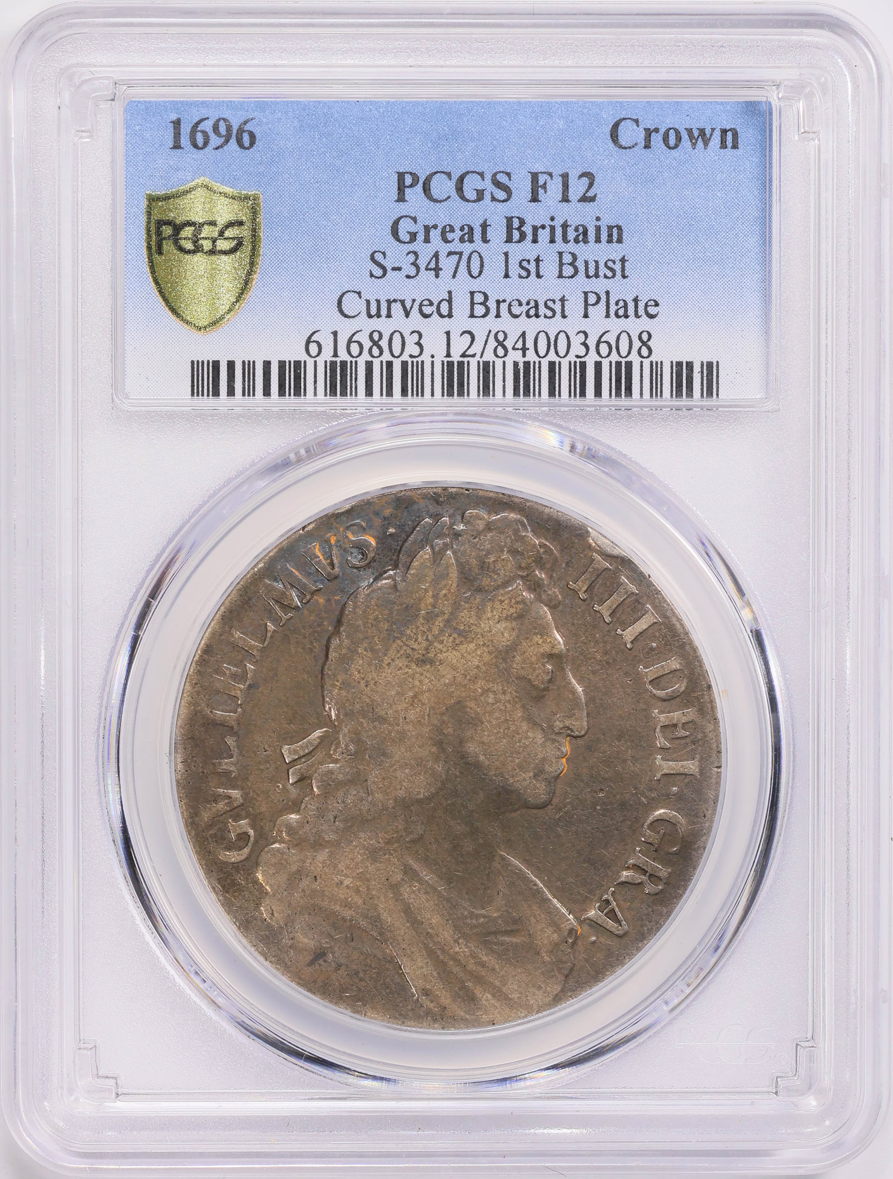 Great Britain 1696 Silver Crown First Bust First Harp OCTAVO Edge KM ...