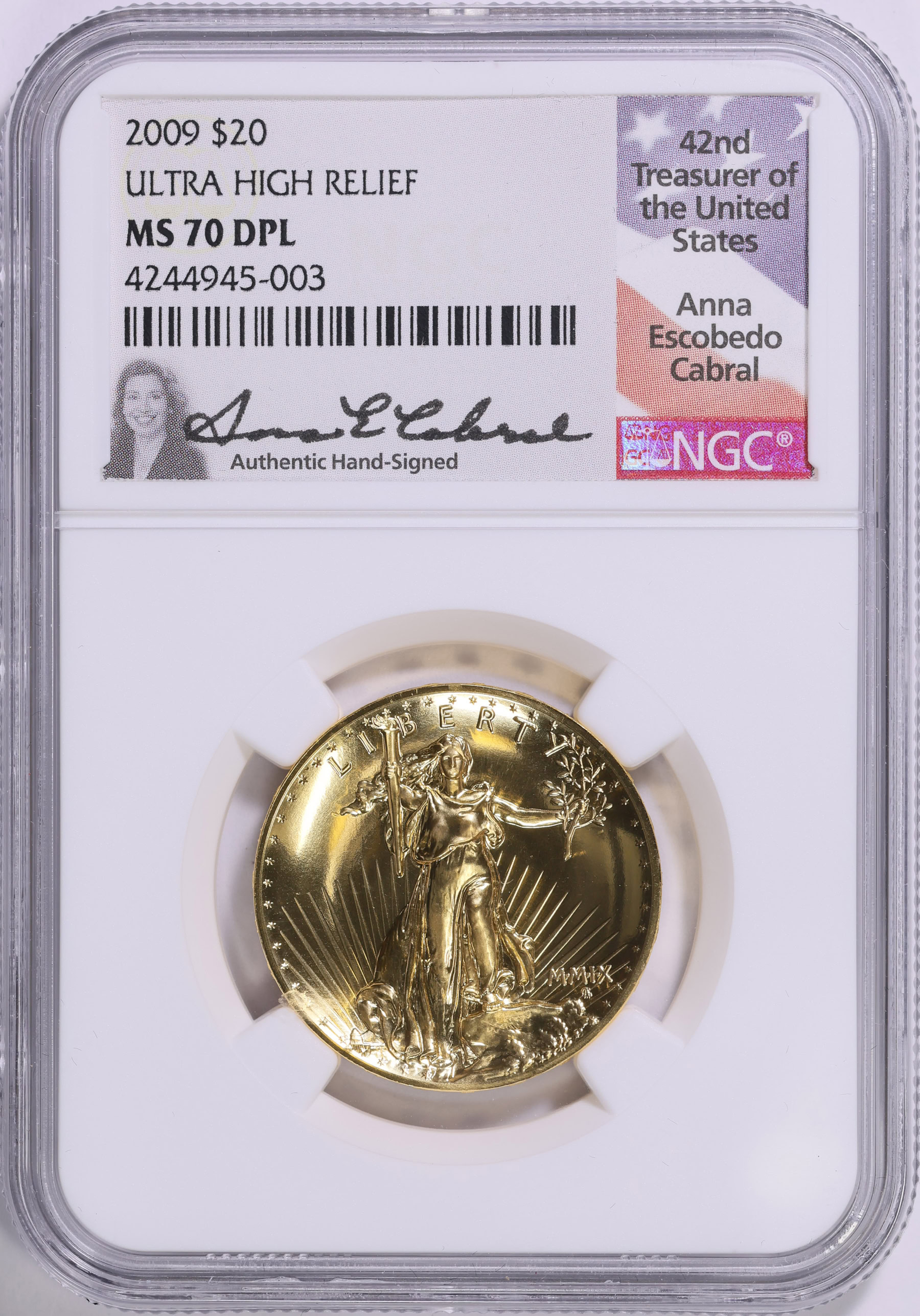 2009 MMIX Ultra High Relief $20 Gold NGC MS-70 DPL (Anna Escobedo ...