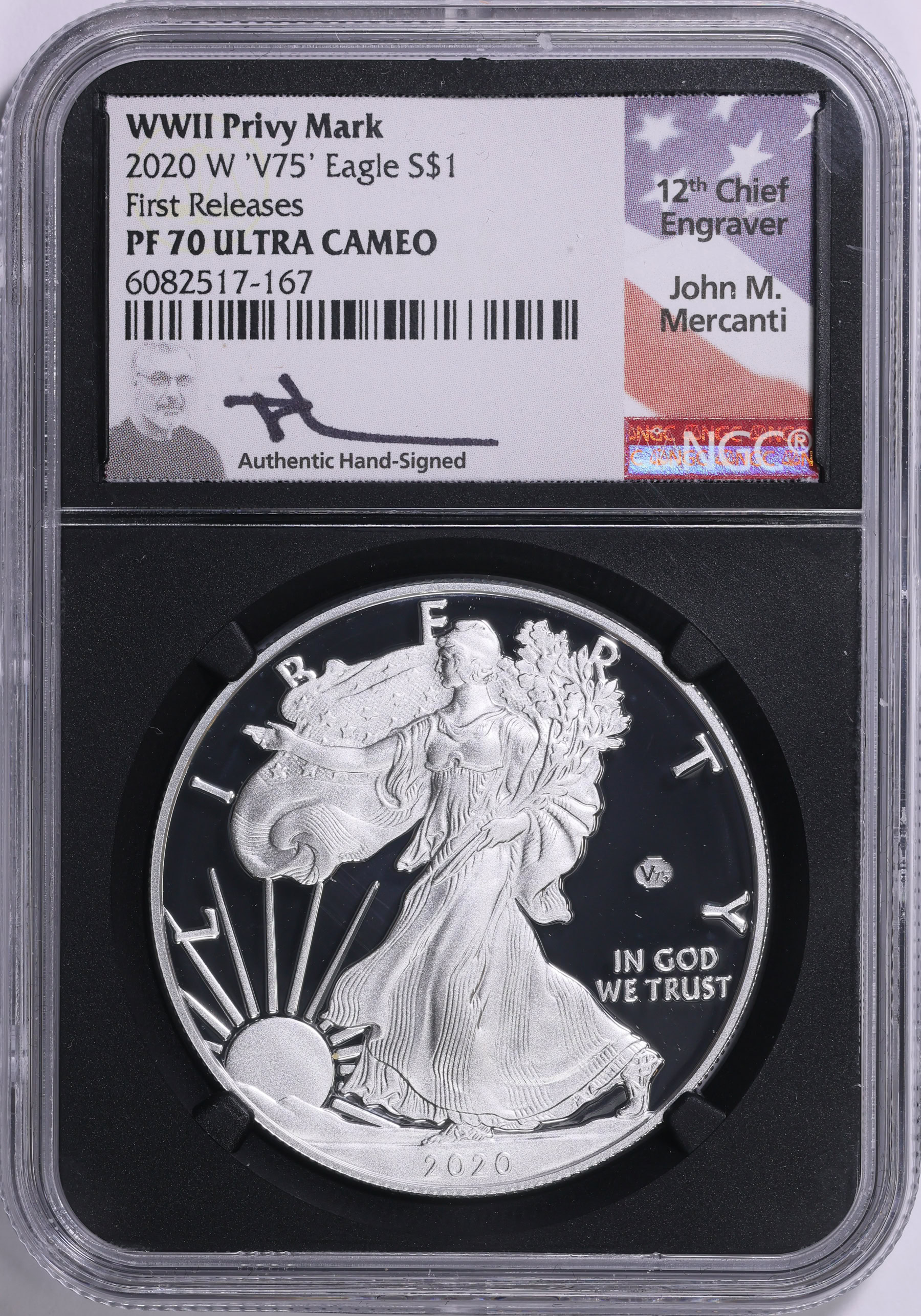 2020-W $1 Silver Eagle V75 Privy First Release NGC Proof-70 UC ...