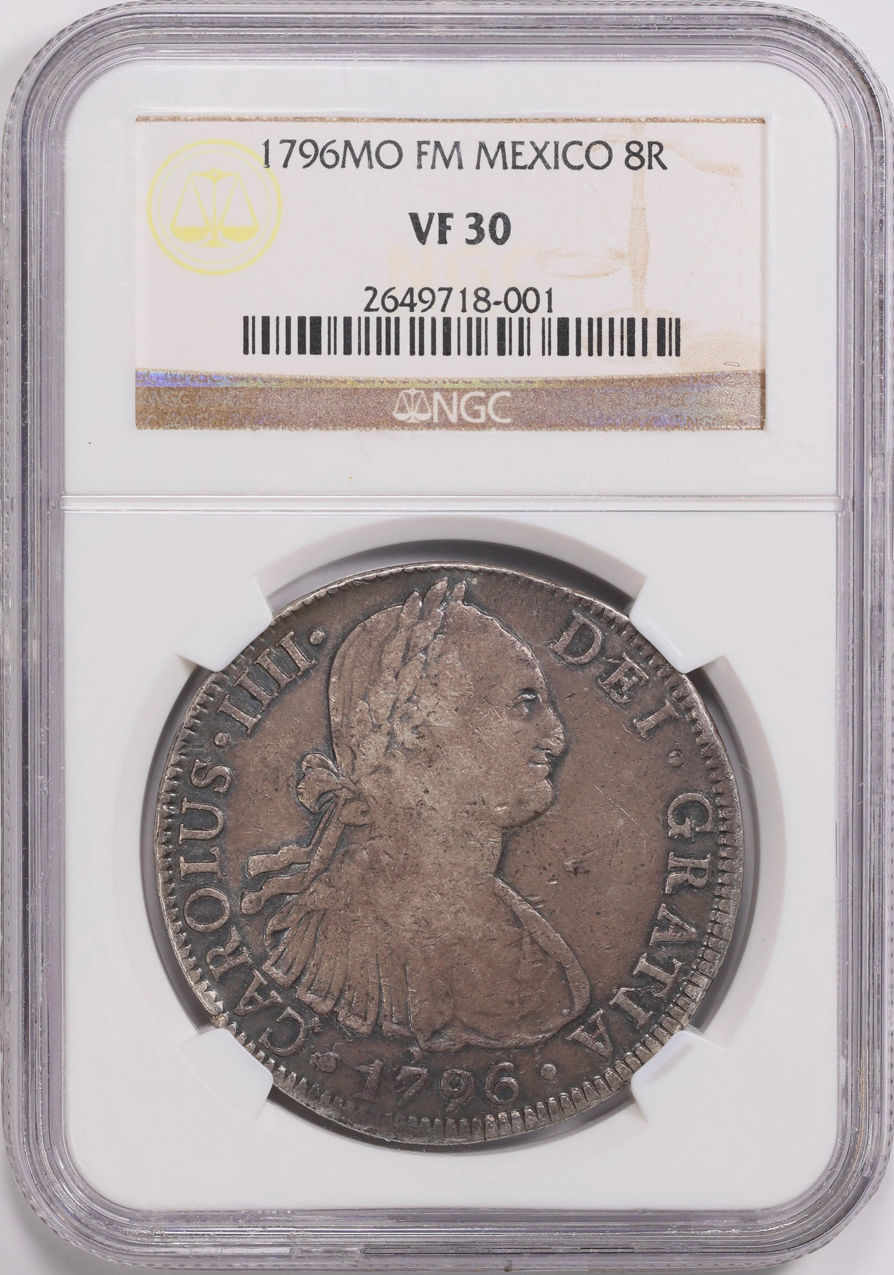 Mexico 1796-Mo FM Silver 8 Reales KM-109 NGC VF-30 (Item 1816809) | GreatCollections Coin Auctions