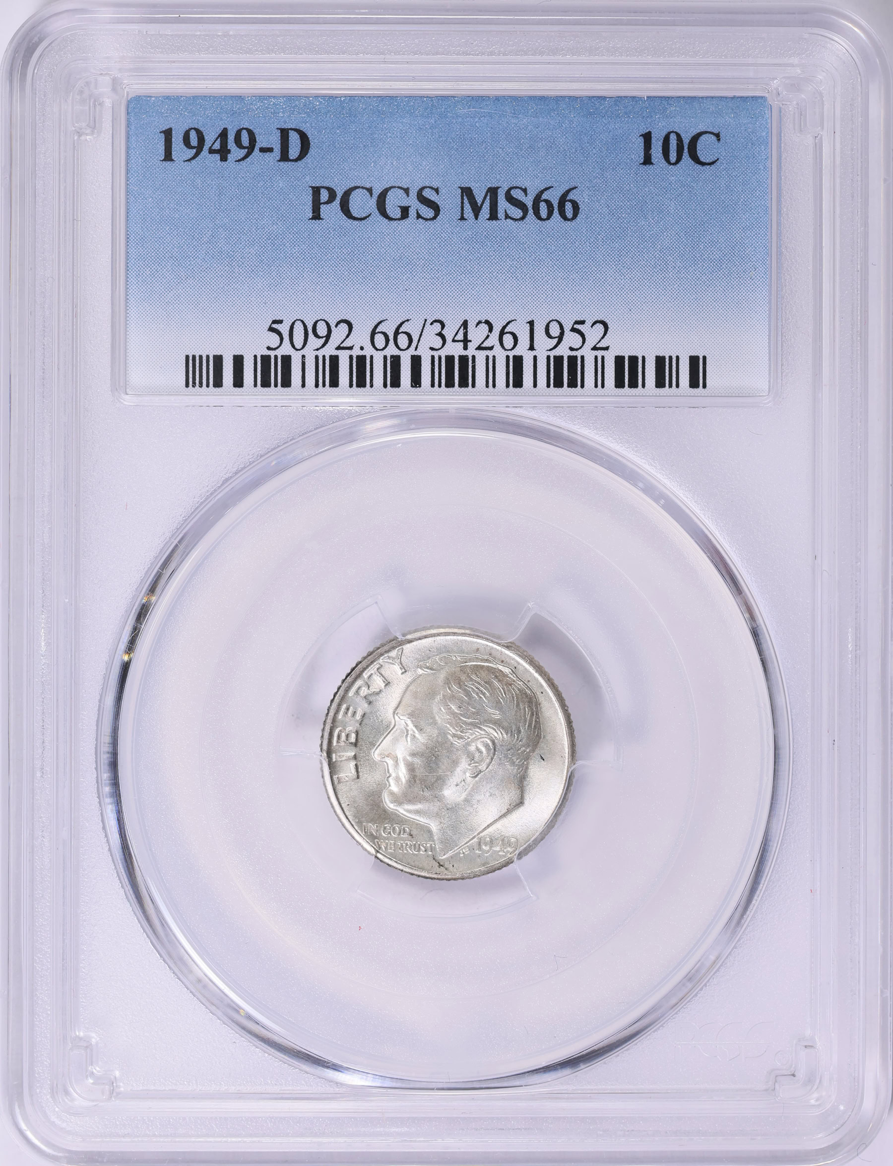 1949-D Roosevelt Dime PCGS MS-66 (Item 1816832) | GreatCollections Coin ...