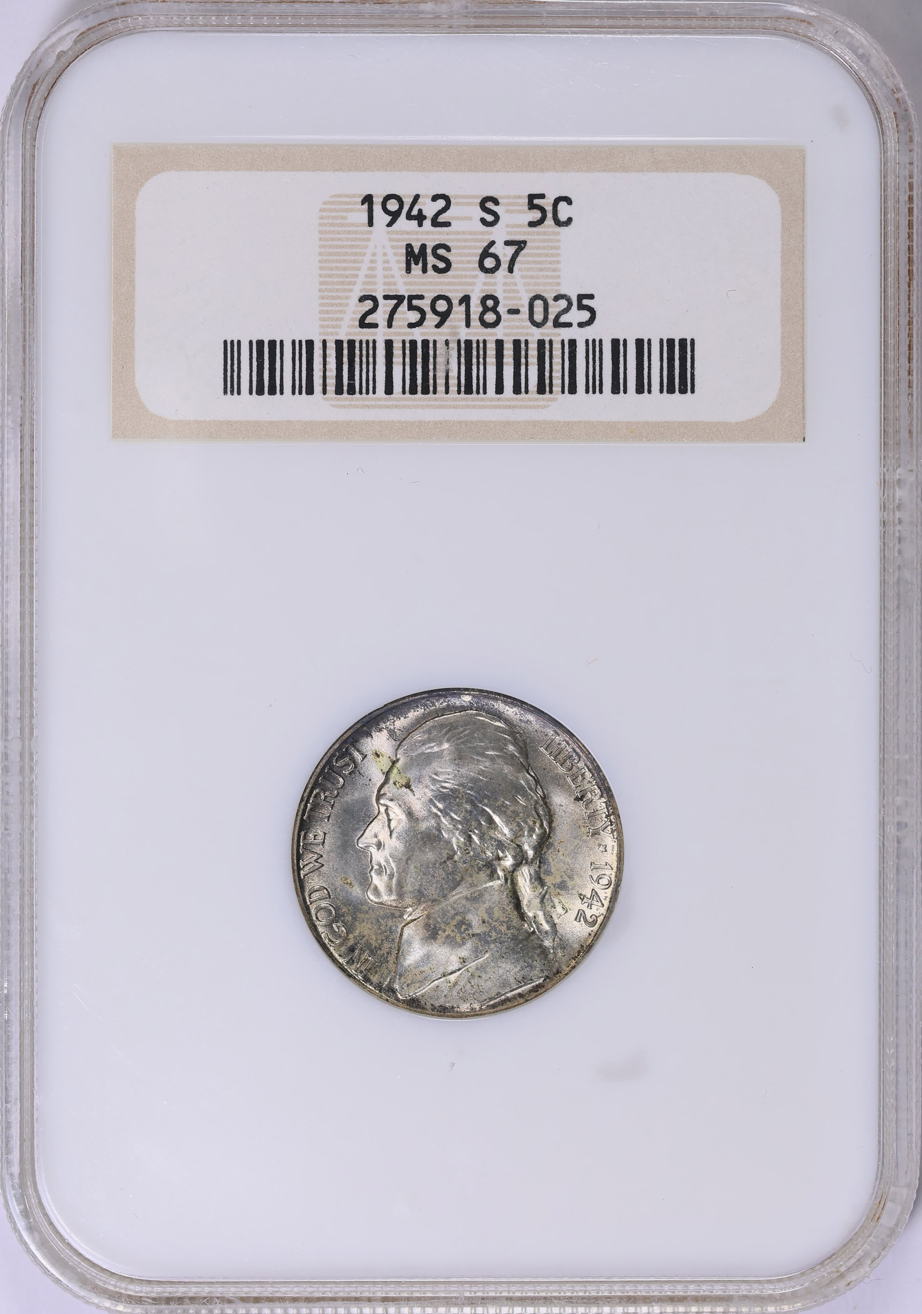 1942-S Jefferson Nickel NGC MS-67 OH (Item 1816843) | GreatCollections Coin Auctions