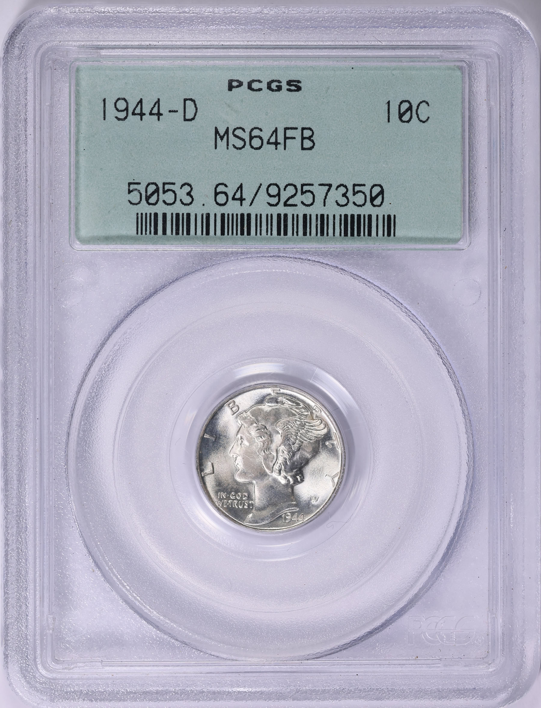 1944-D Mercury Dime PCGS MS-64 FB OGH (Item 1816880) | GreatCollections Coin Auctions
