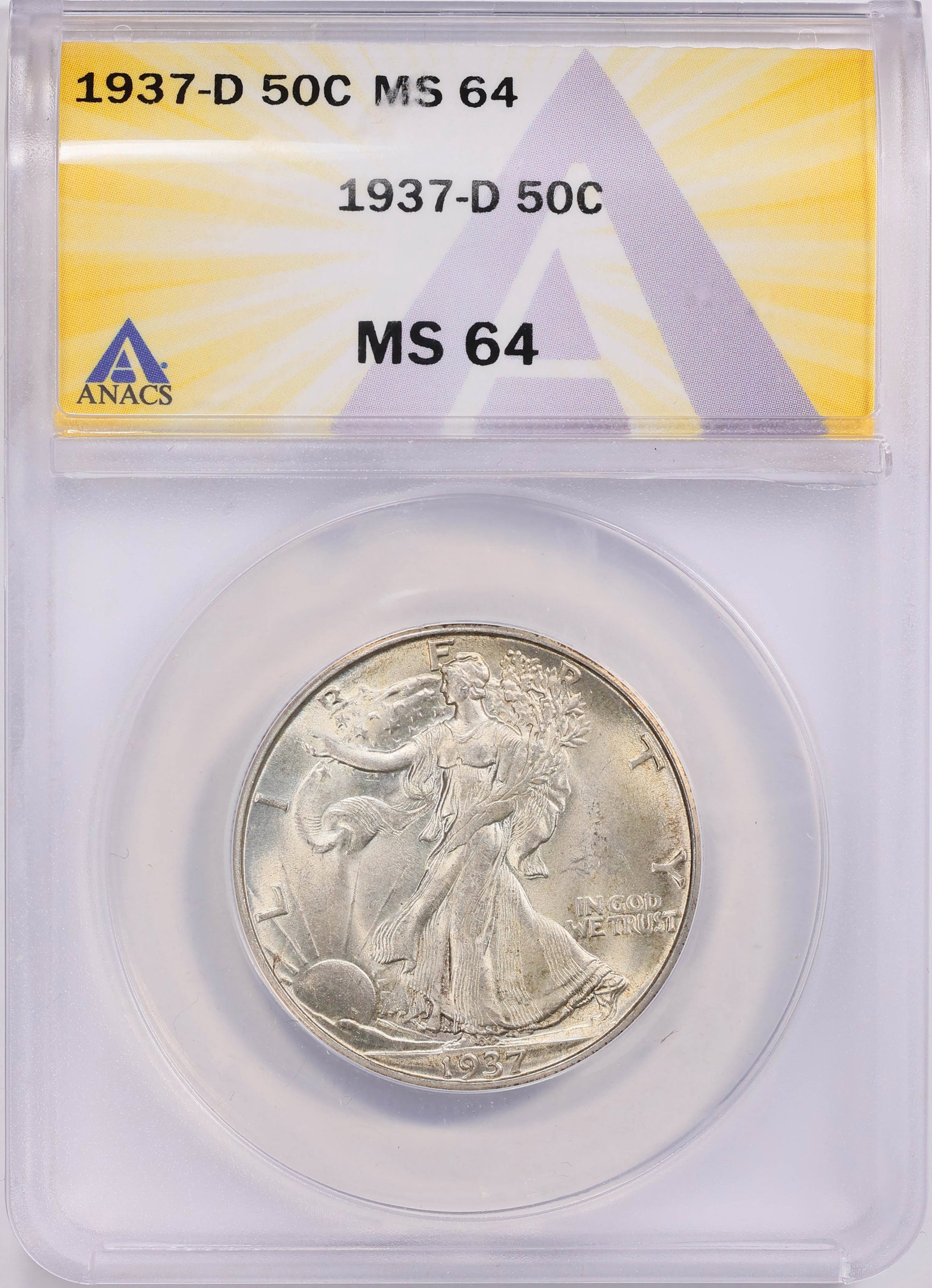 1937-D Walking Liberty Half Dollar ANACS MS-64 (Item 1816890) | GreatCollections Coin Auctions