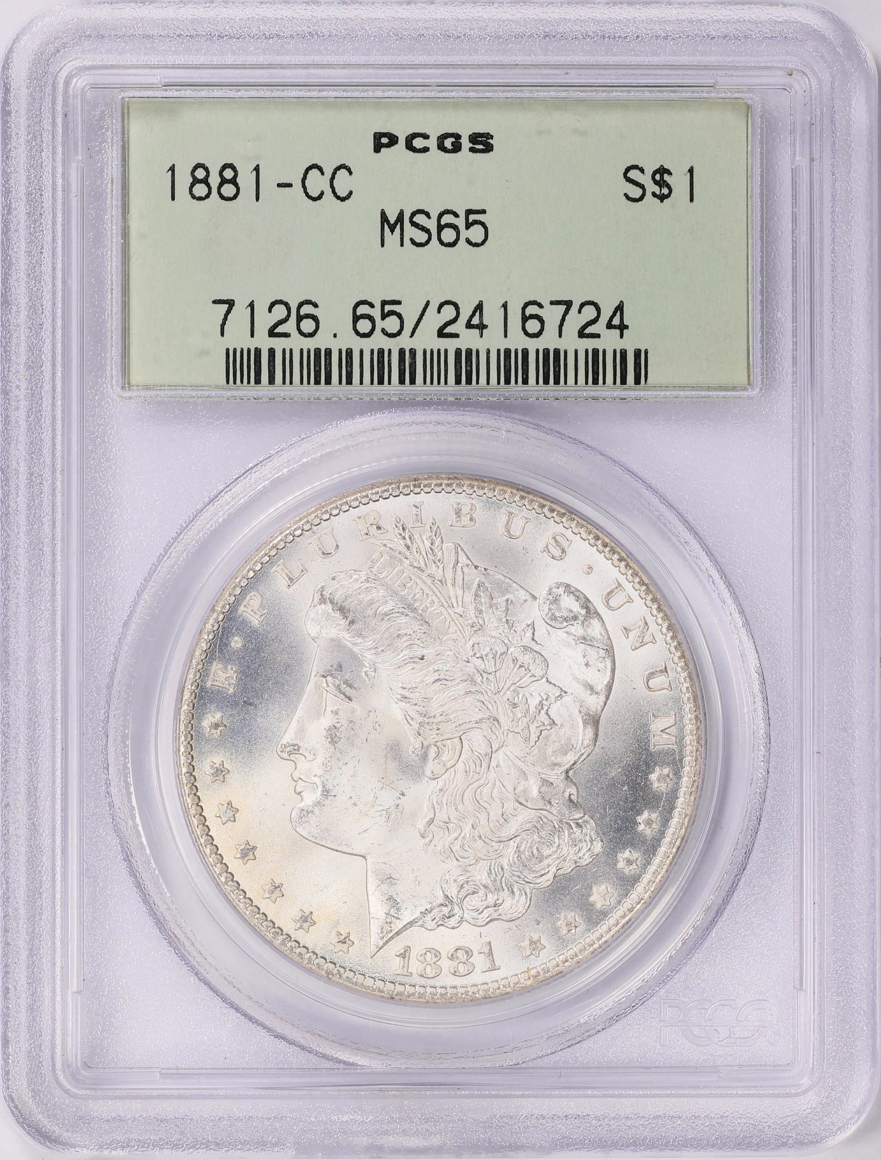 1881-CC Morgan Silver Dollar PCGS MS-65 (Item 1816896) | GreatCollections Coin Auctions