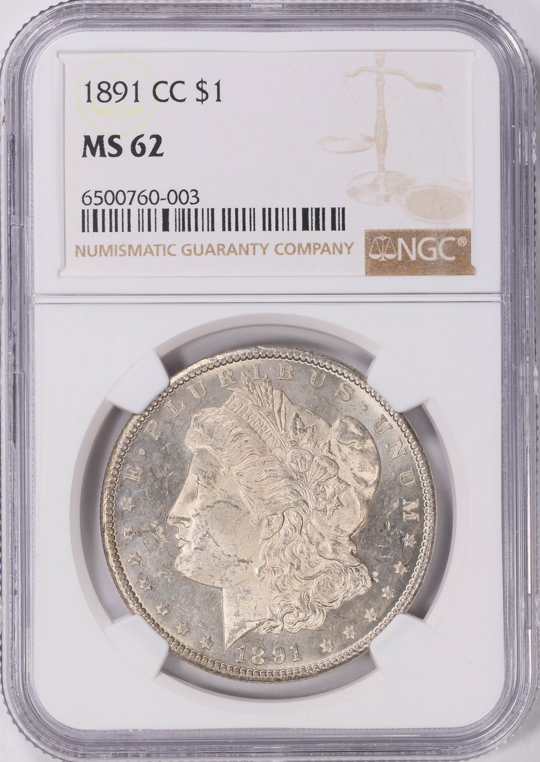1891-CC Morgan Silver Dollar NGC MS-62 (Item 1816906) | GreatCollections Coin Auctions