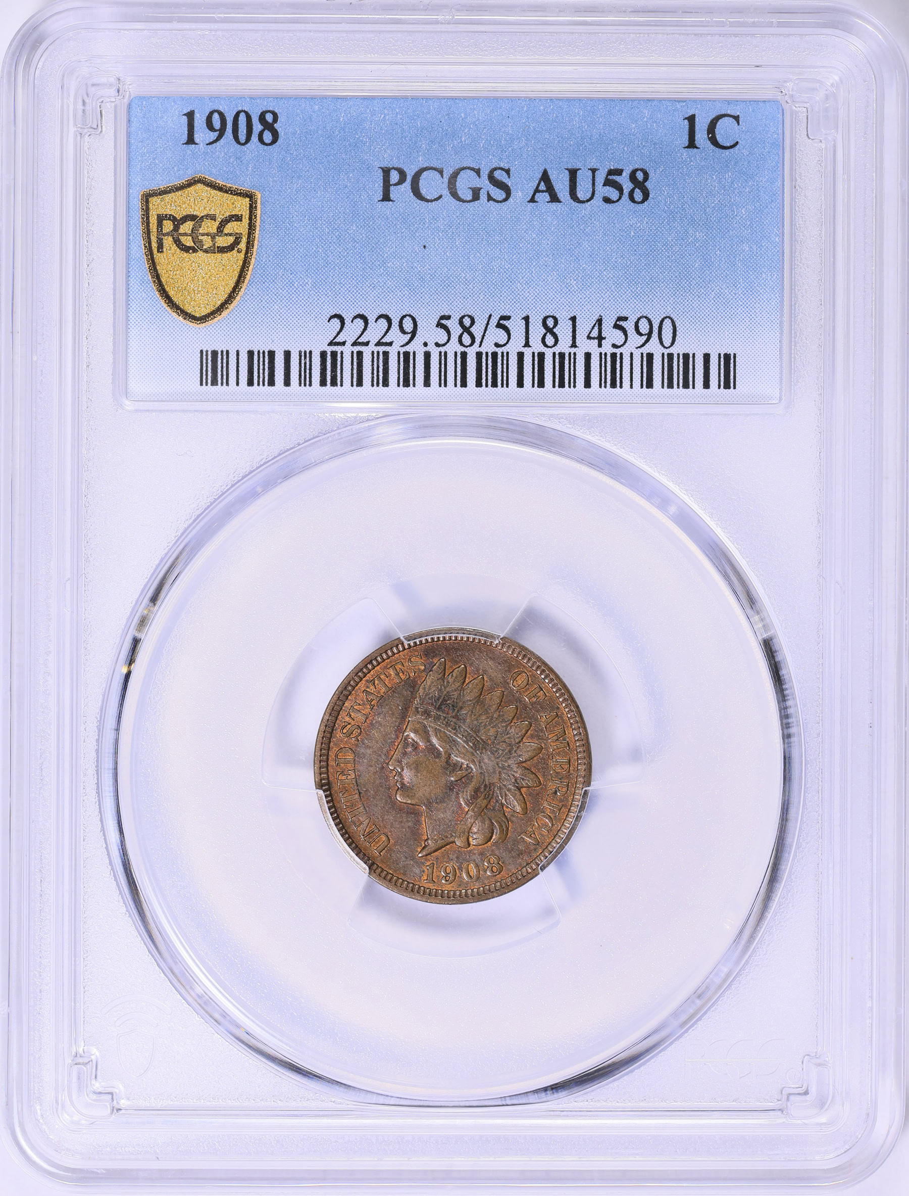 1908 Indian Cent PCGS AU-58 BN (Item 1817126) | GreatCollections Coin ...
