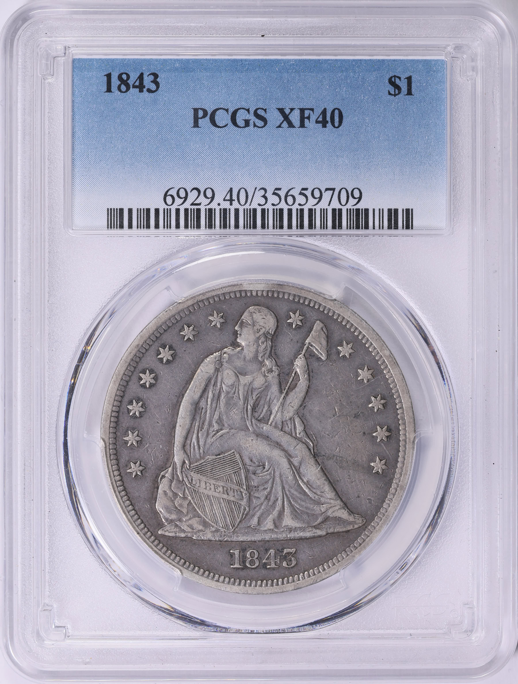 1843 Seated Liberty Silver Dollar PCGS XF-40 (Item 1817170) | GreatCollections Coin Auctions