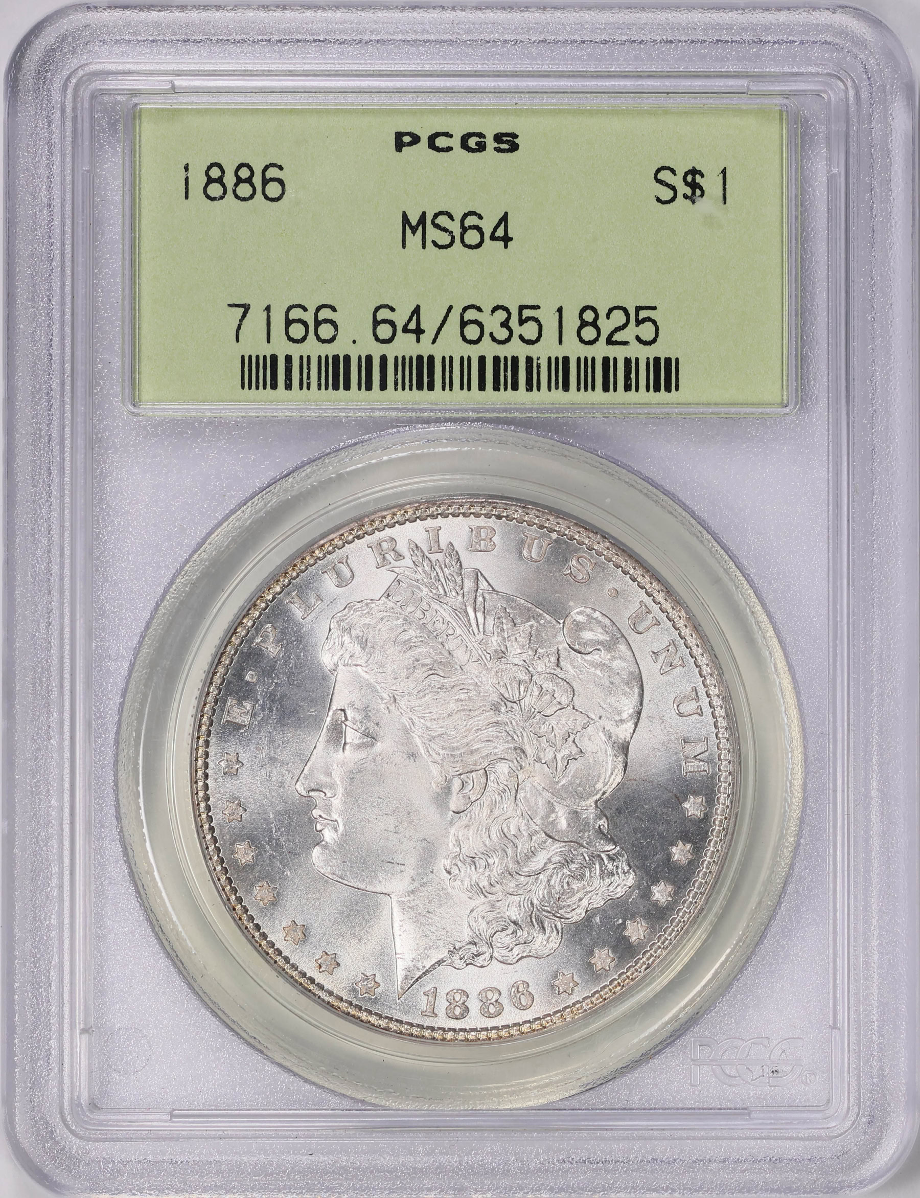 1886 Morgan Silver Dollar PCGS MS-64 OGH (Item 1817175) | GreatCollections Coin Auctions