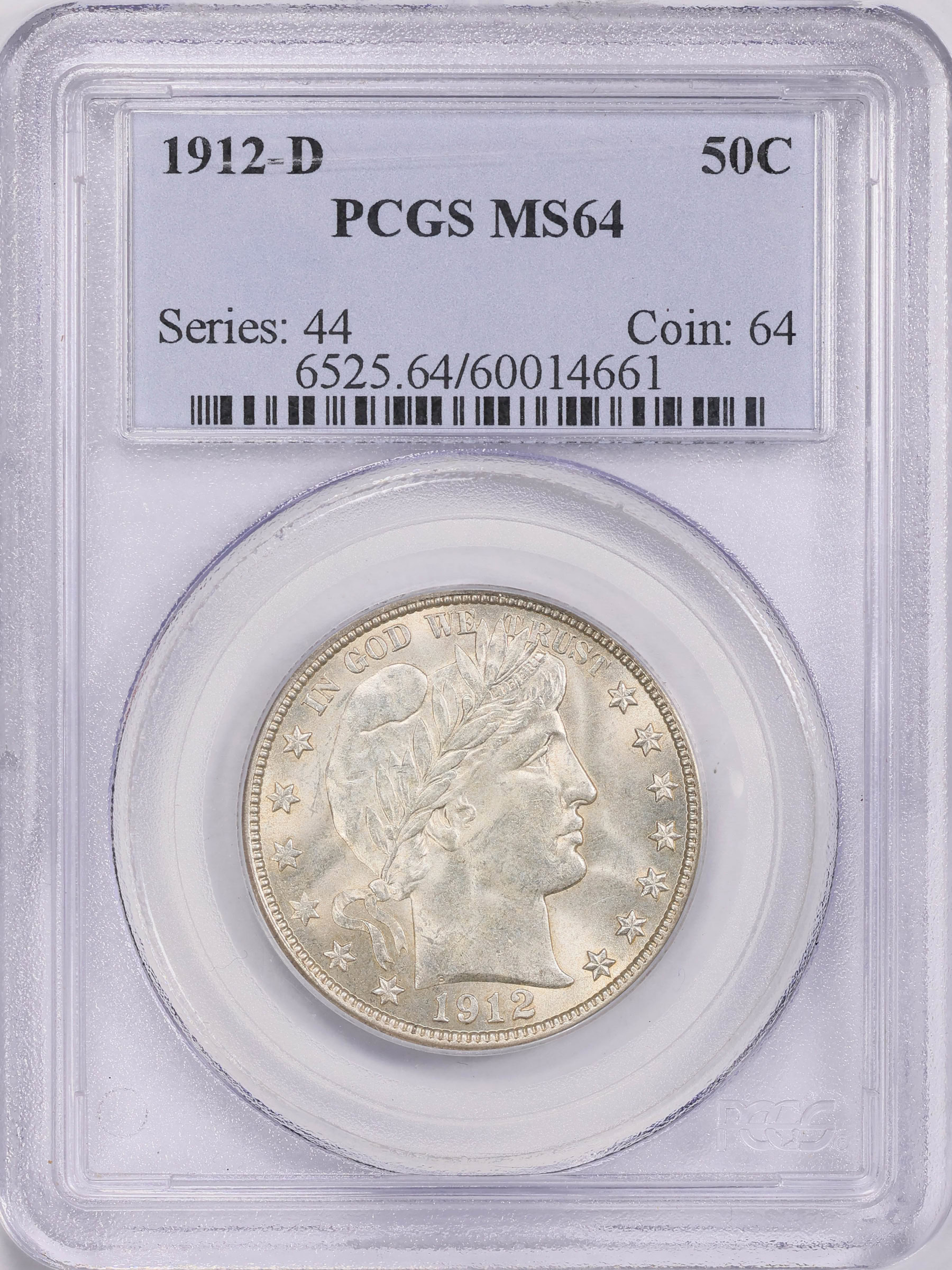 1912-D Barber Half Dollar PCGS MS-64 (Item 1817178) | GreatCollections Coin Auctions