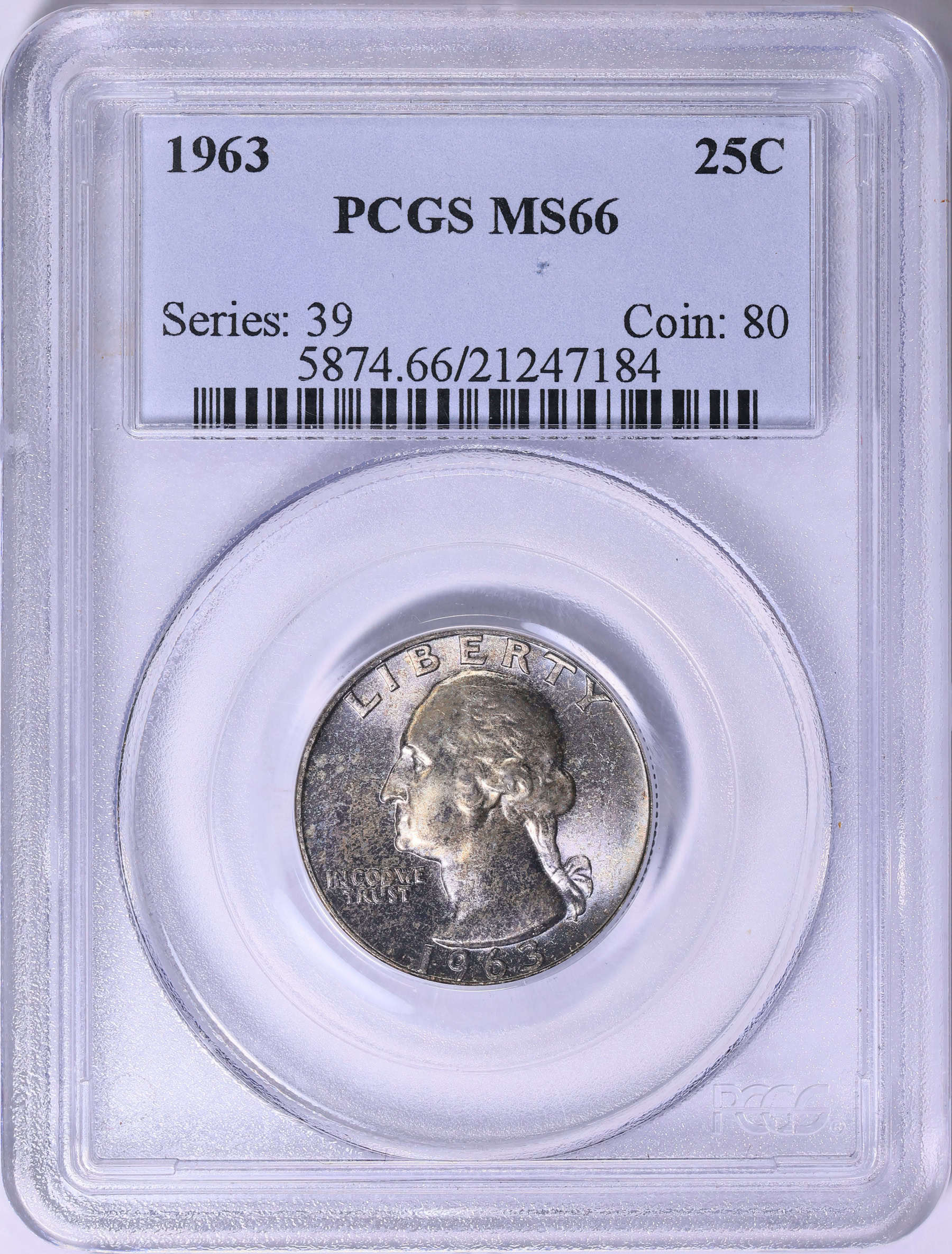 1963 Washington Quarter PCGS MS-66 (Toned) (Item 1817220) | GreatCollections Coin Auctions