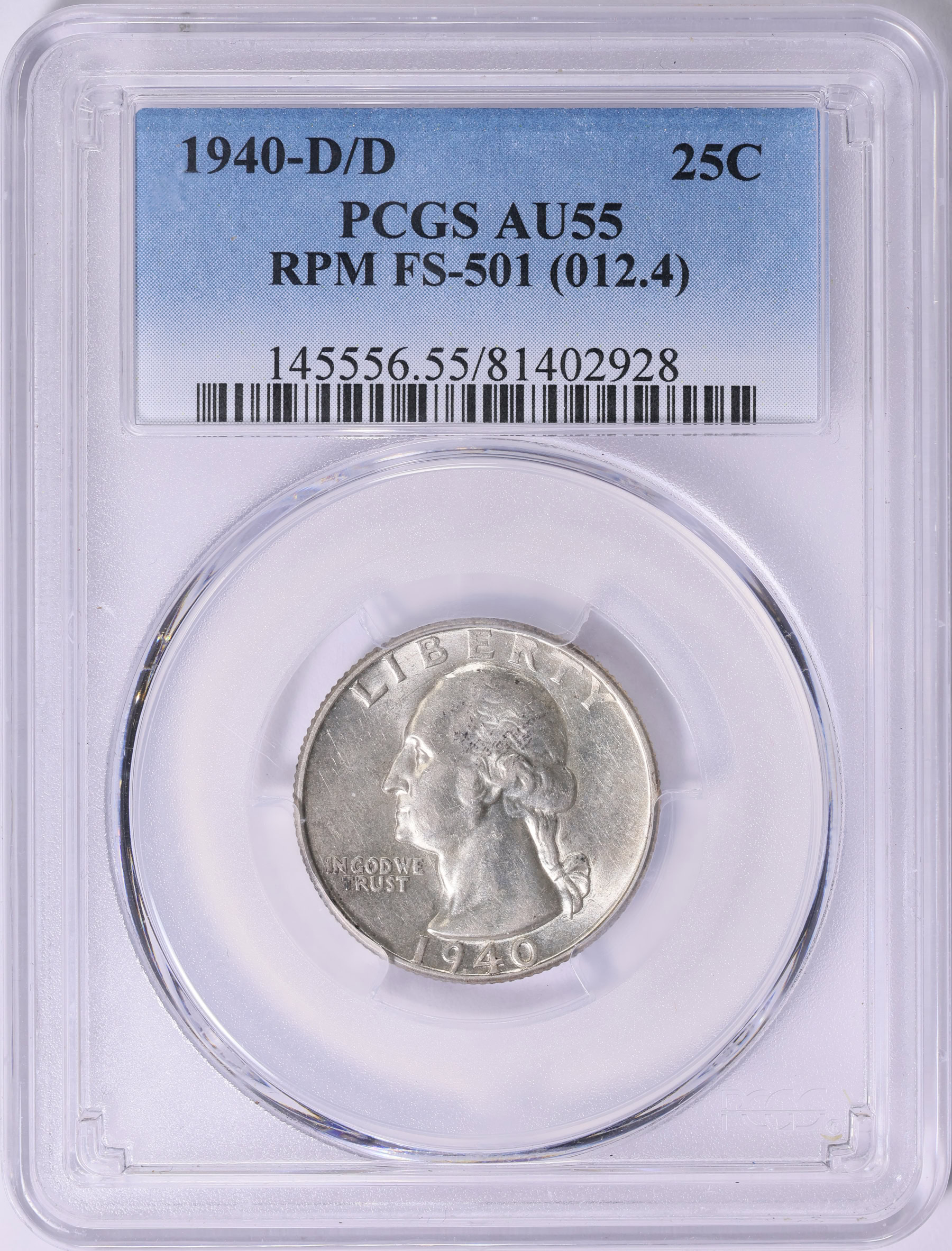 1940-D/D Washington Quarter Repunched Mintmark FS-501 (012.4) PCGS AU-55 (Item 1817223 ...