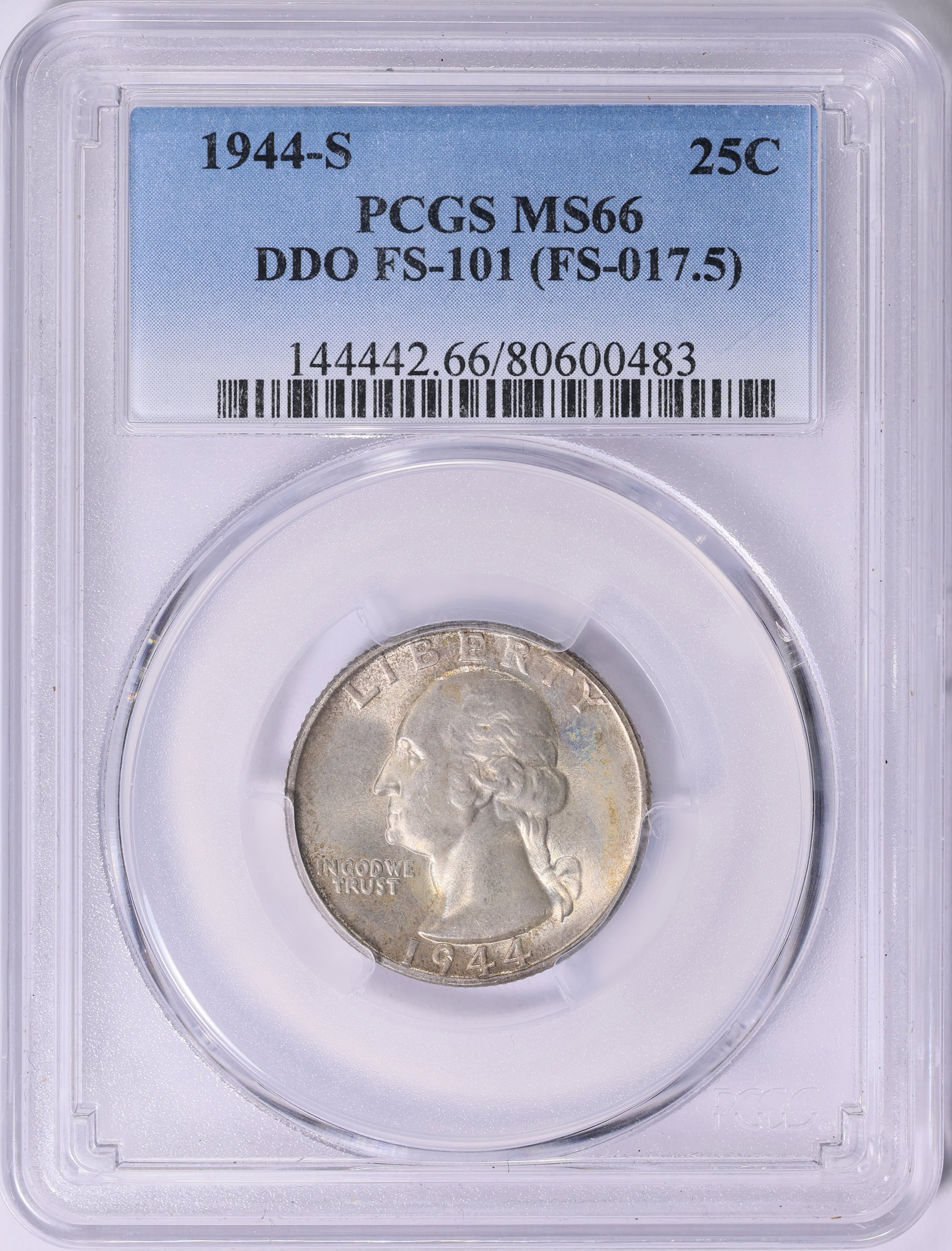 1944-S Washington Quarter Doubled Die Obverse FS-101 PCGS MS-66 (Item 1817225 ...