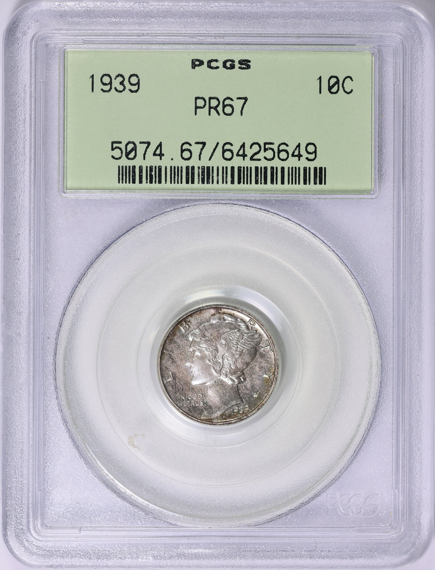 1939 Mercury Dime PCGS Proof-67 OGH (Toned) (Item 1817240) | GreatCollections Coin Auctions