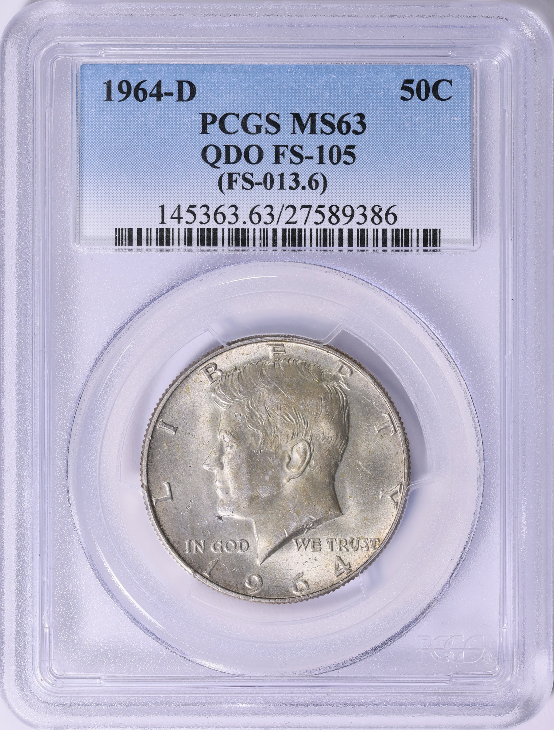 1964-D Kennedy Half Dollar Quadrupled Die Obverse FS-105 (FS-013.6) PCGS MS-63 (Item 1817248 ...