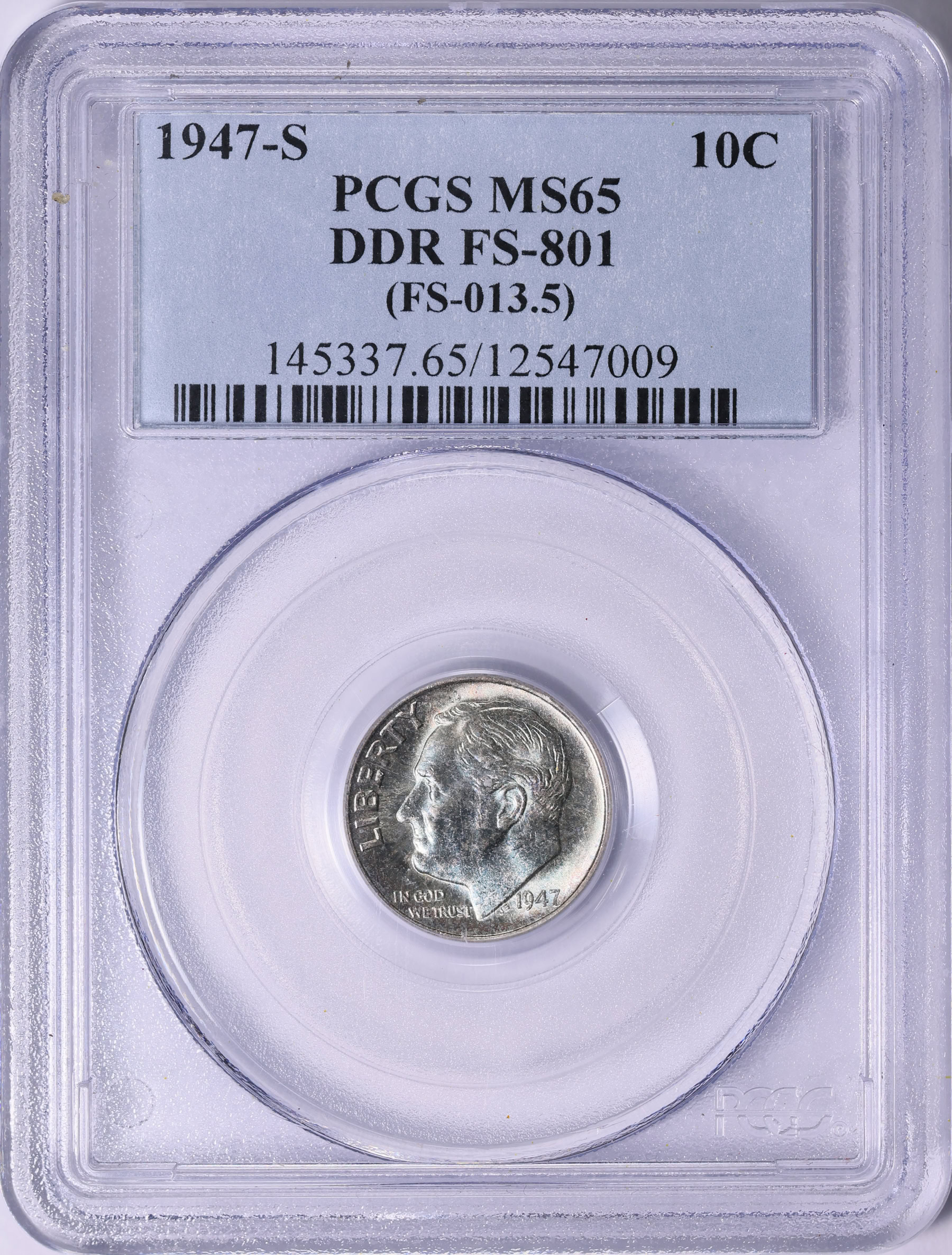 1947-S Roosevelt Dime Doubled Die Reverse FS-801 (013.5) PCGS MS-65 (Item 1817253 ...