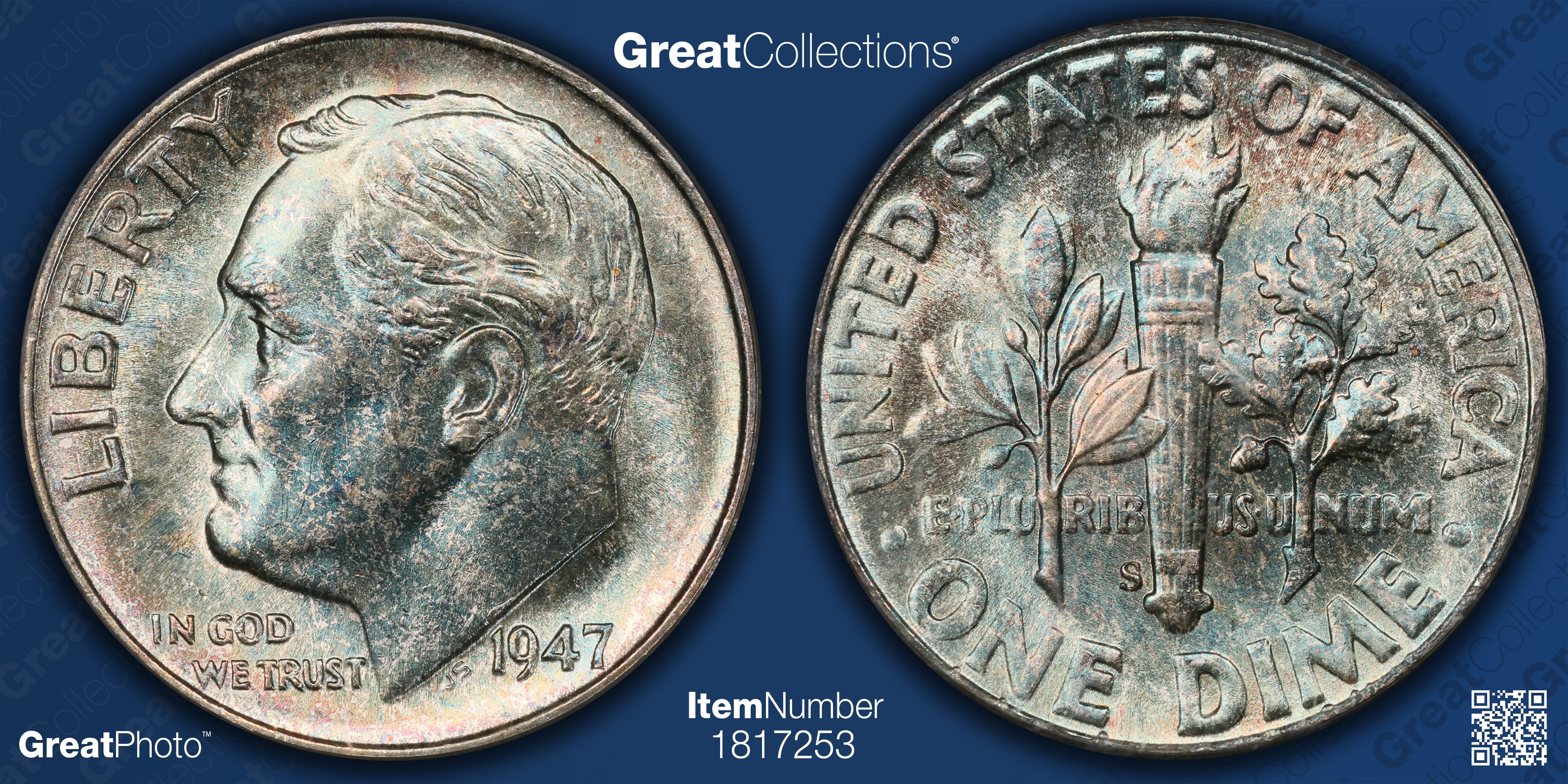 1947-S Roosevelt Dime Doubled Die Reverse FS-801 (013.5) PCGS MS-65 ...