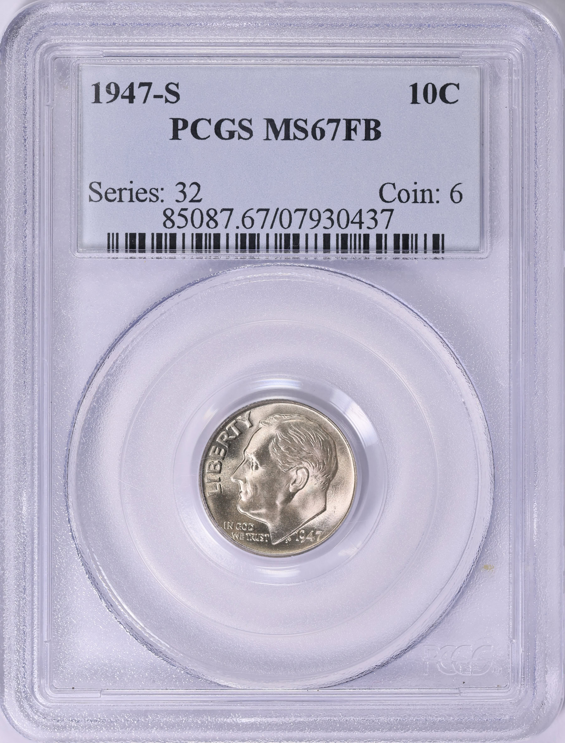 1947-S Roosevelt Dime PCGS MS-67 FB (Item 1817254) | GreatCollections Coin Auctions