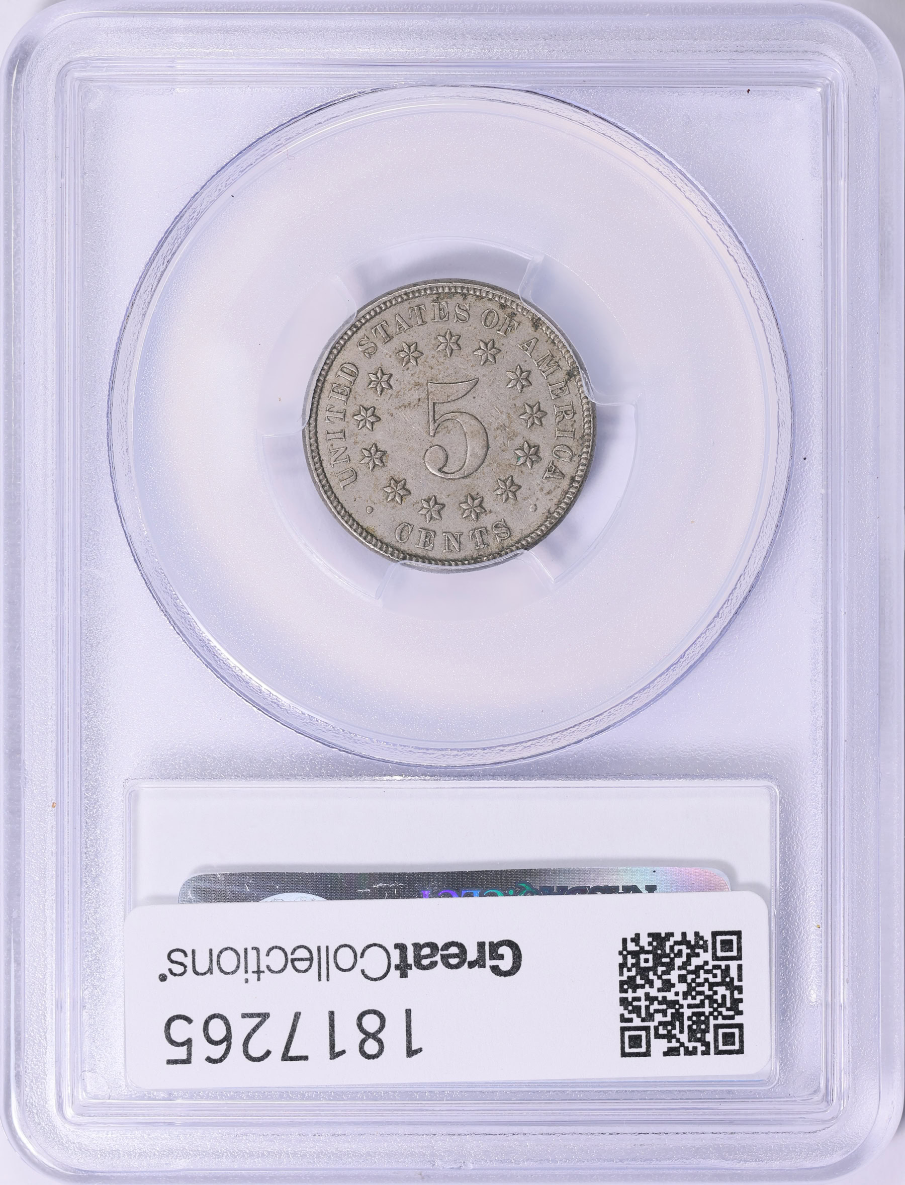 1875 Shield Nickel PCGS AU-55 (Item 1817265) | GreatCollections Coin ...