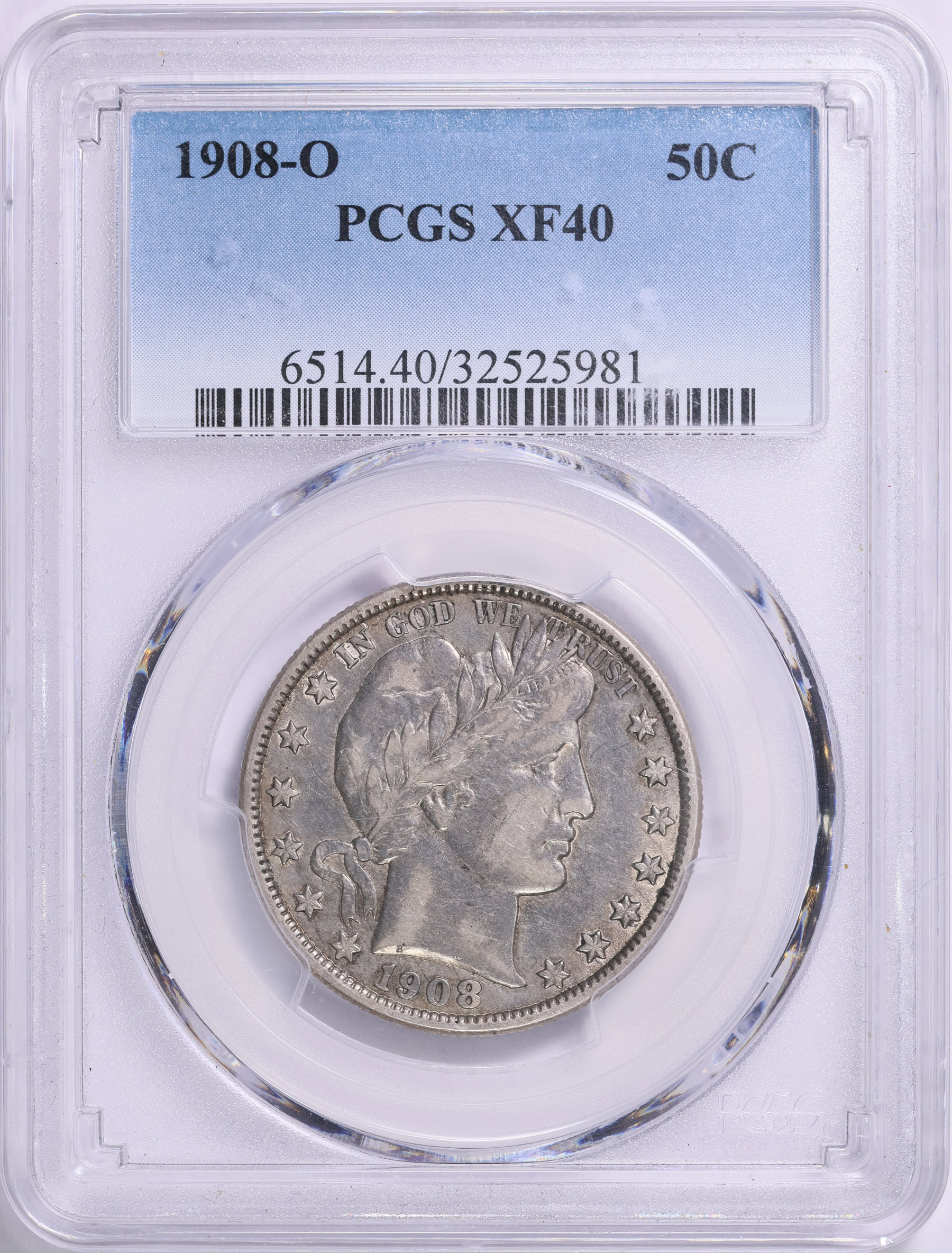 1908-O Barber Half Dollar PCGS XF-40 (Item 1817306) | GreatCollections Coin Auctions