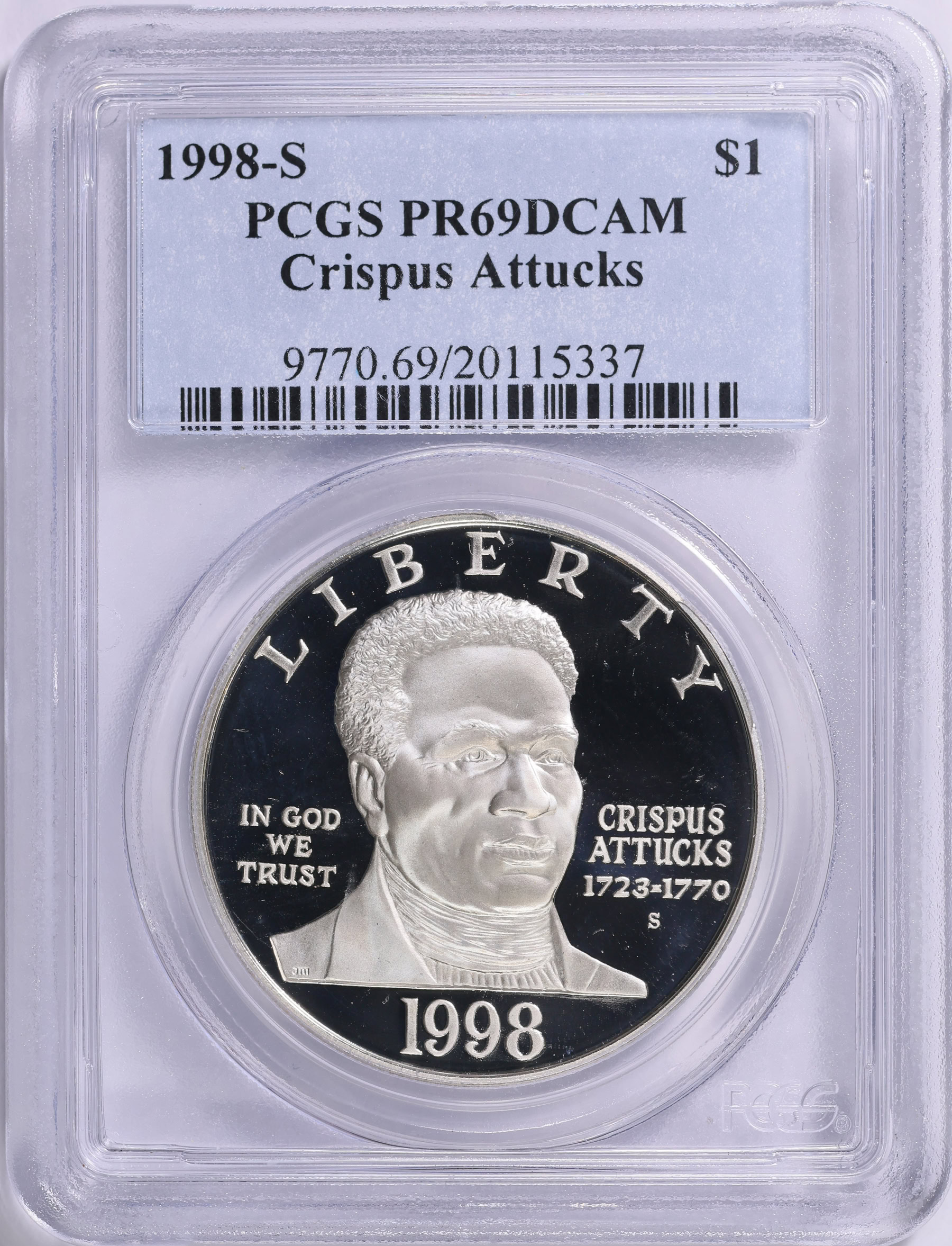 1998-S Black Revolutionary War Patriots Silver Dollar Crispus Attucks ...