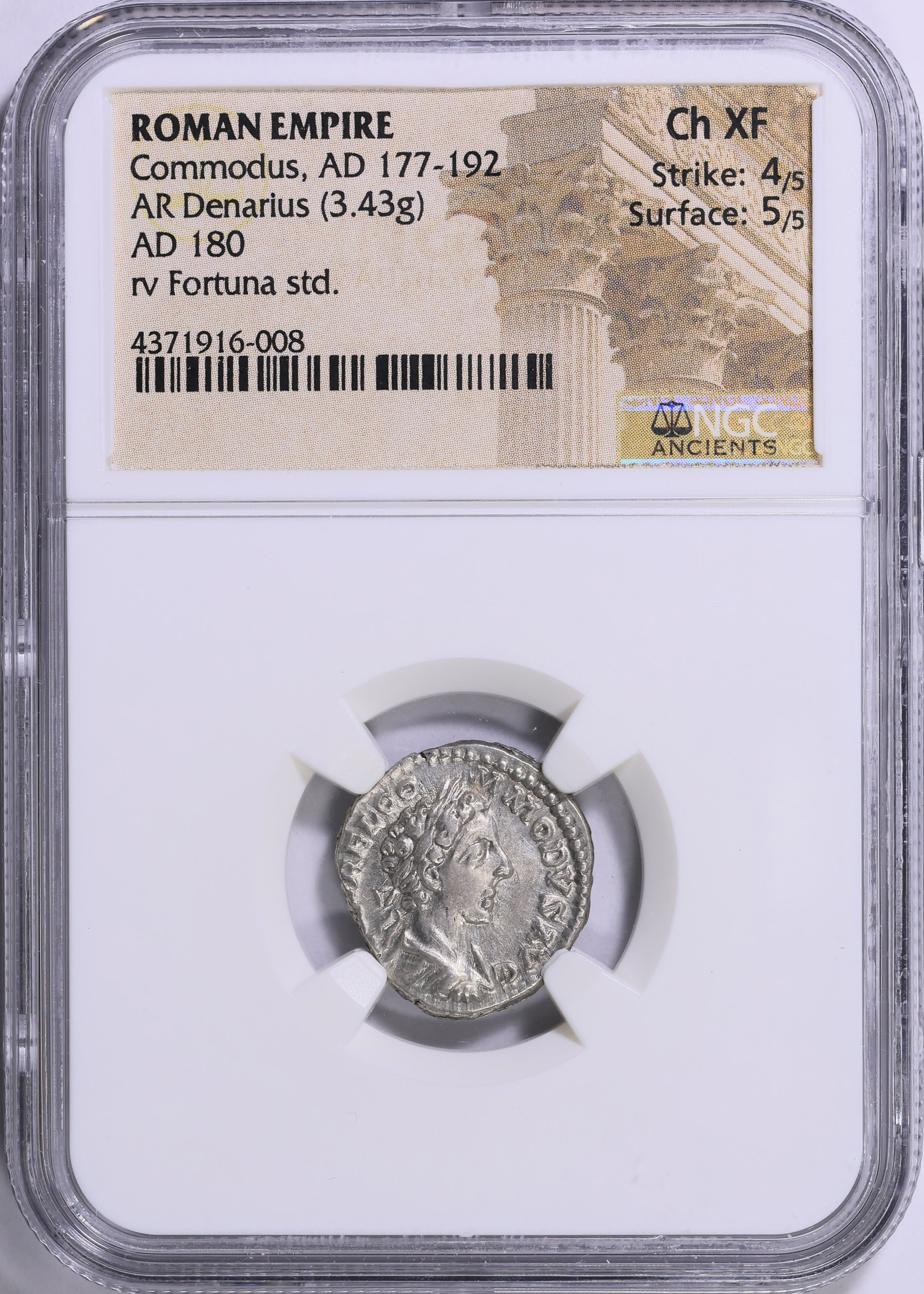 Ancient Roman Empire, Commodus (A.D. 177-192) A.D. 180 AR Denarius (3 ...