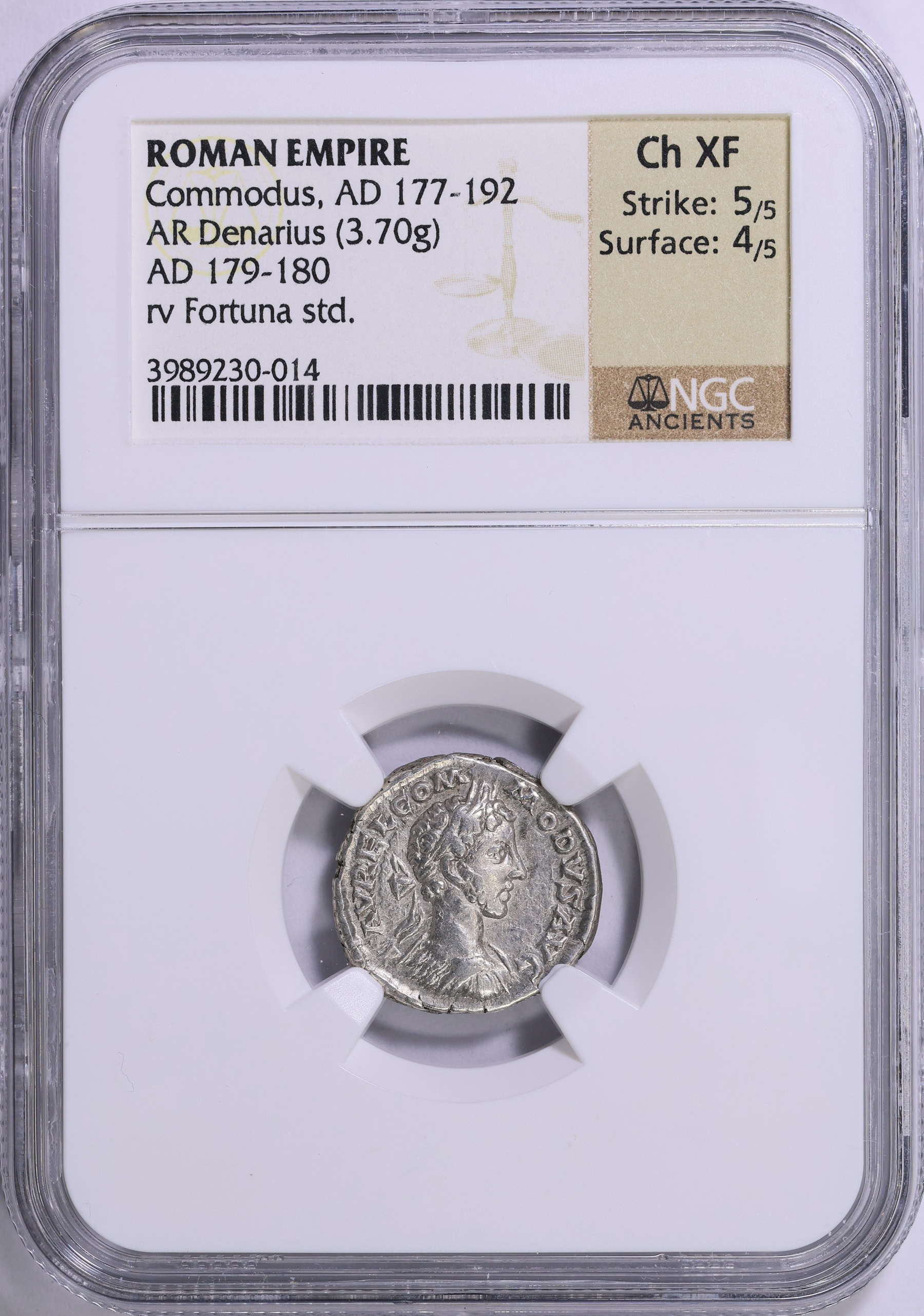 Ancient Roman Empire, Commodus (A.D. 177-192) A.D. 180 AR Denarius (3 ...