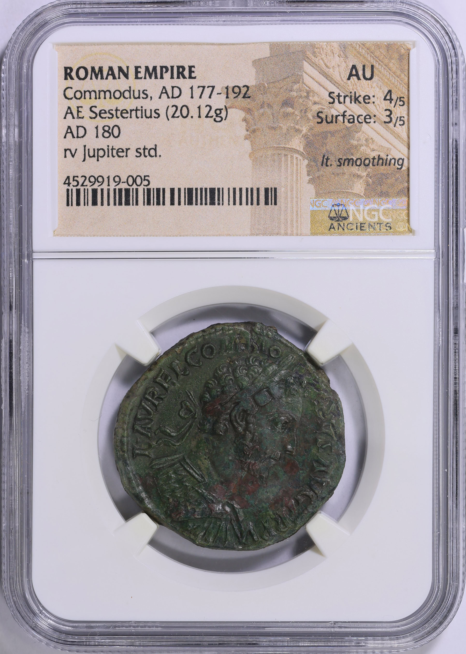 Ancient Roman Empire, Commodus (A.D. 177-192) A.D. 180 AE Sestertius ...