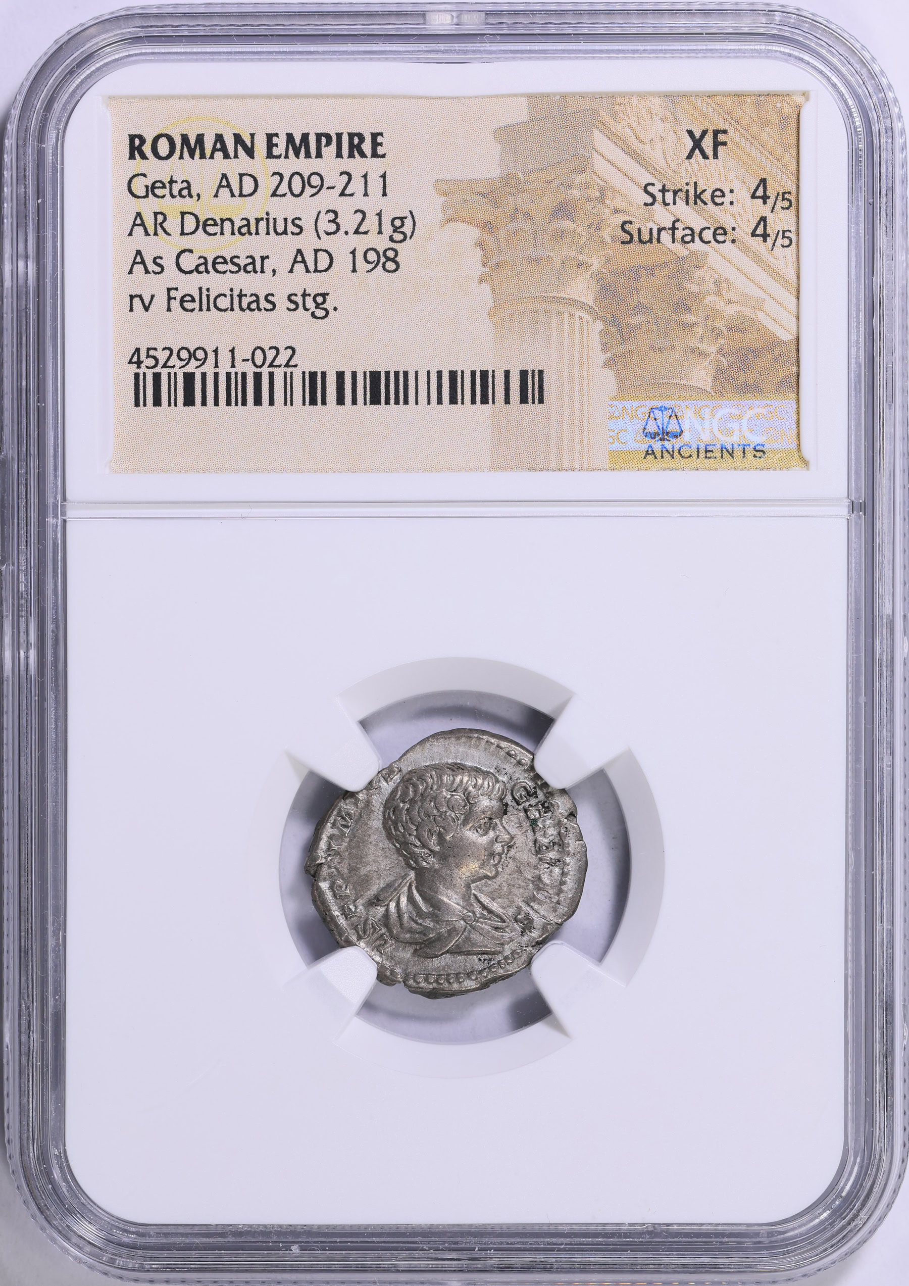 Ancient Roman Empire, Geta as Caesar (A.D. 198-209) A.D. 203 AR ...