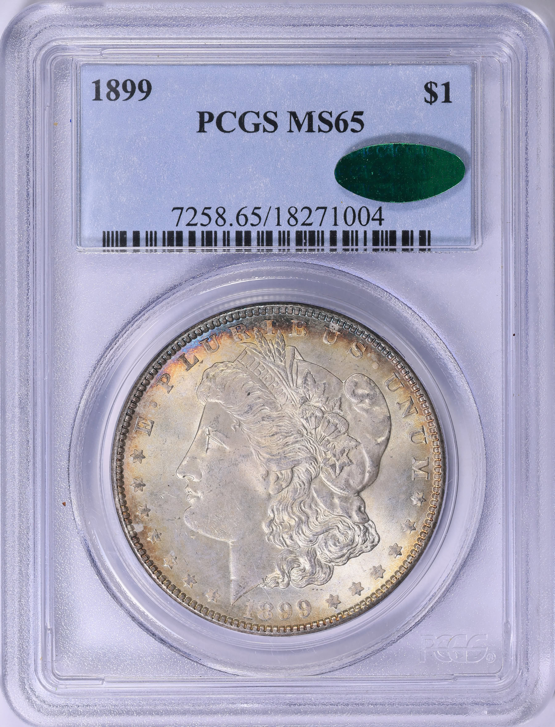 1899 Morgan Silver Dollar PCGS MS-65 (CAC Green) (Toned) (Item 1817457) | GreatCollections Coin ...