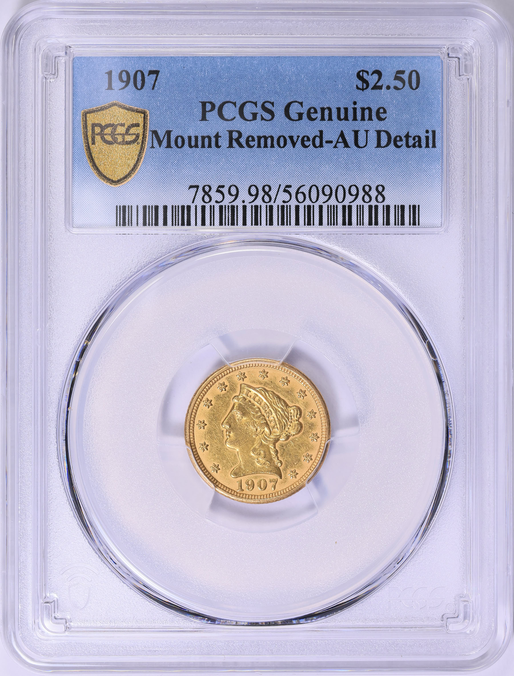 1907 Liberty Gold Quarter Eagle PCGS Genuine AU Details (Item 1817494) | GreatCollections Coin ...