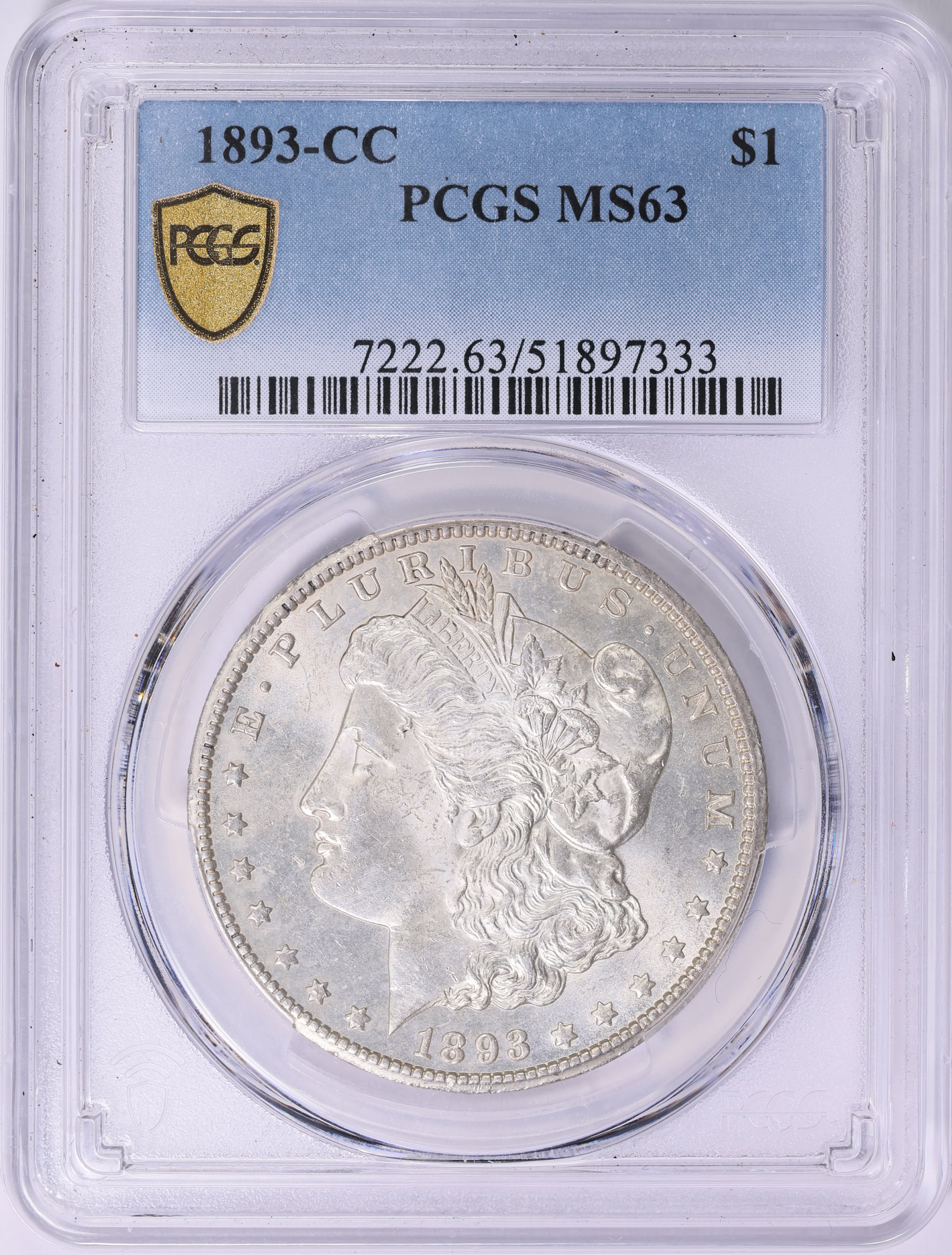 1893-CC Morgan Silver Dollar PCGS MS-63 (Item 1817498) | GreatCollections Coin Auctions