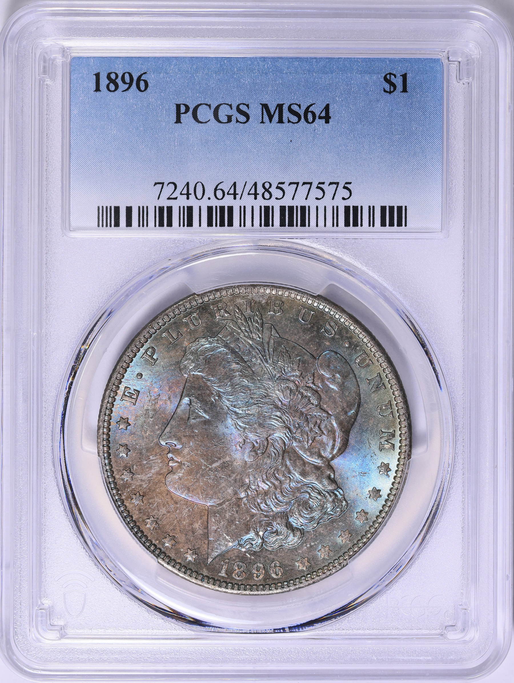 1896 Morgan Silver Dollar PCGS MS-64 (Toned) (Item 1817536) | GreatCollections Coin Auctions