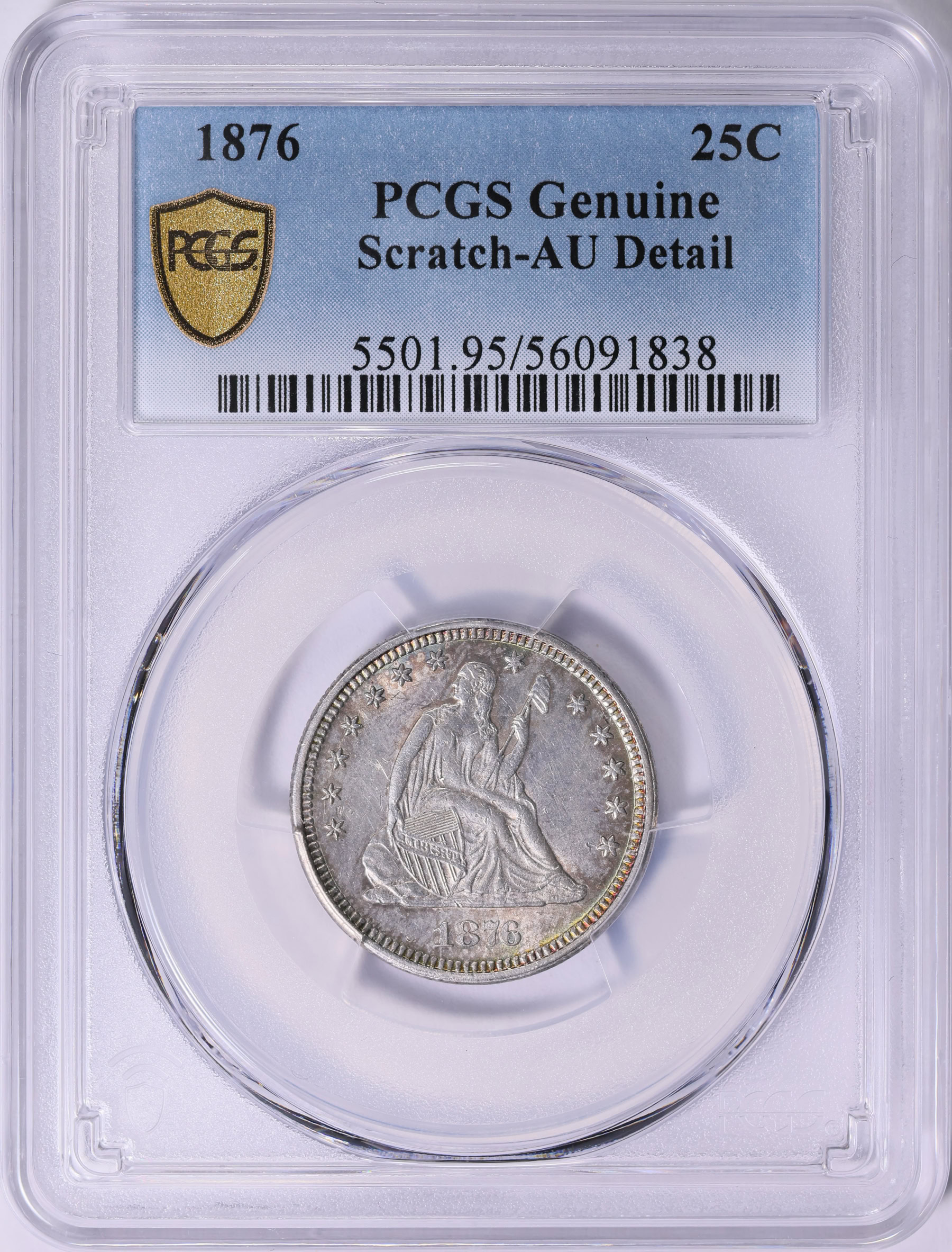 1876 Seated Liberty Quarter PCGS Genuine AU Details (Item 1817550) | GreatCollections Coin Auctions