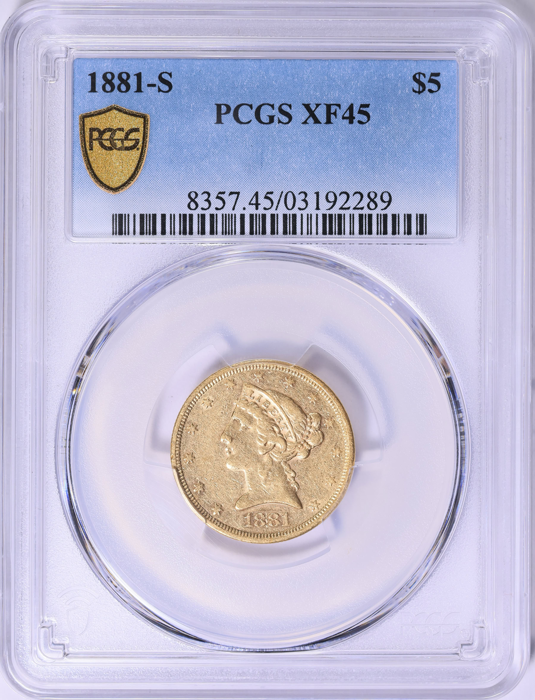 1881-S Liberty Gold Half Eagle PCGS XF-45 (Item 1817554) | GreatCollections Coin Auctions