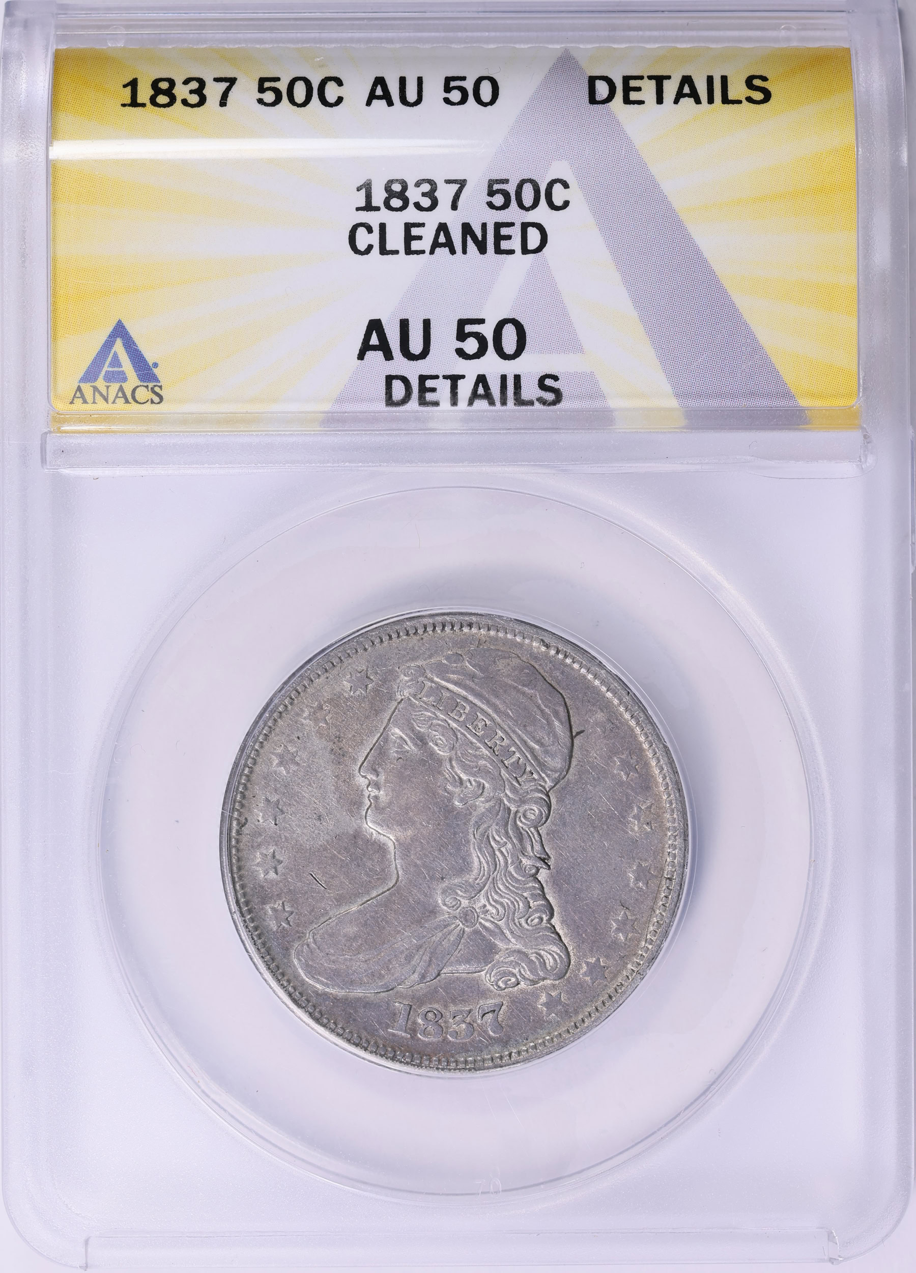 1837 Capped Bust Half Dollar ANACS AU-50 Details (Item 1817651) | GreatCollections Coin Auctions