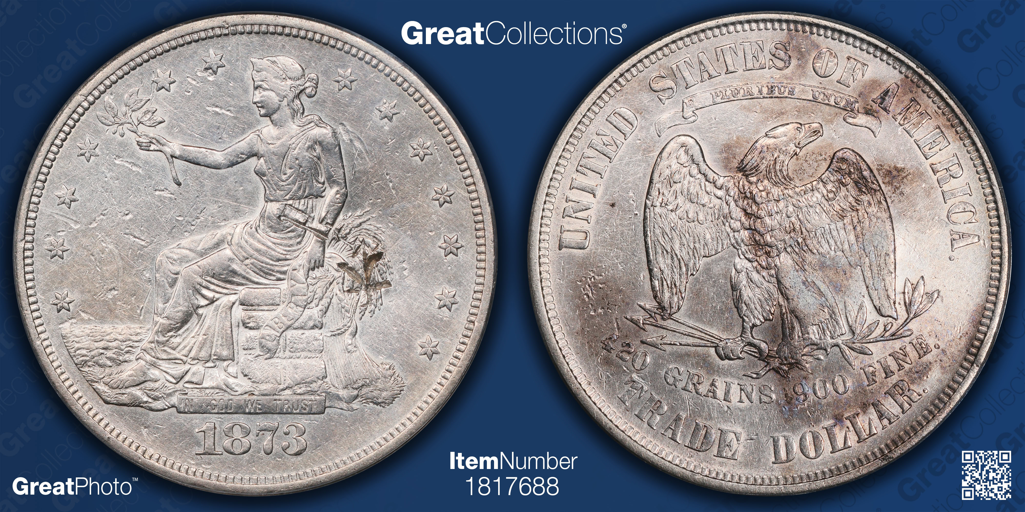 1873 Trade Silver Dollar Chop Mark PCGS XF-45 (Item 1817688 ...