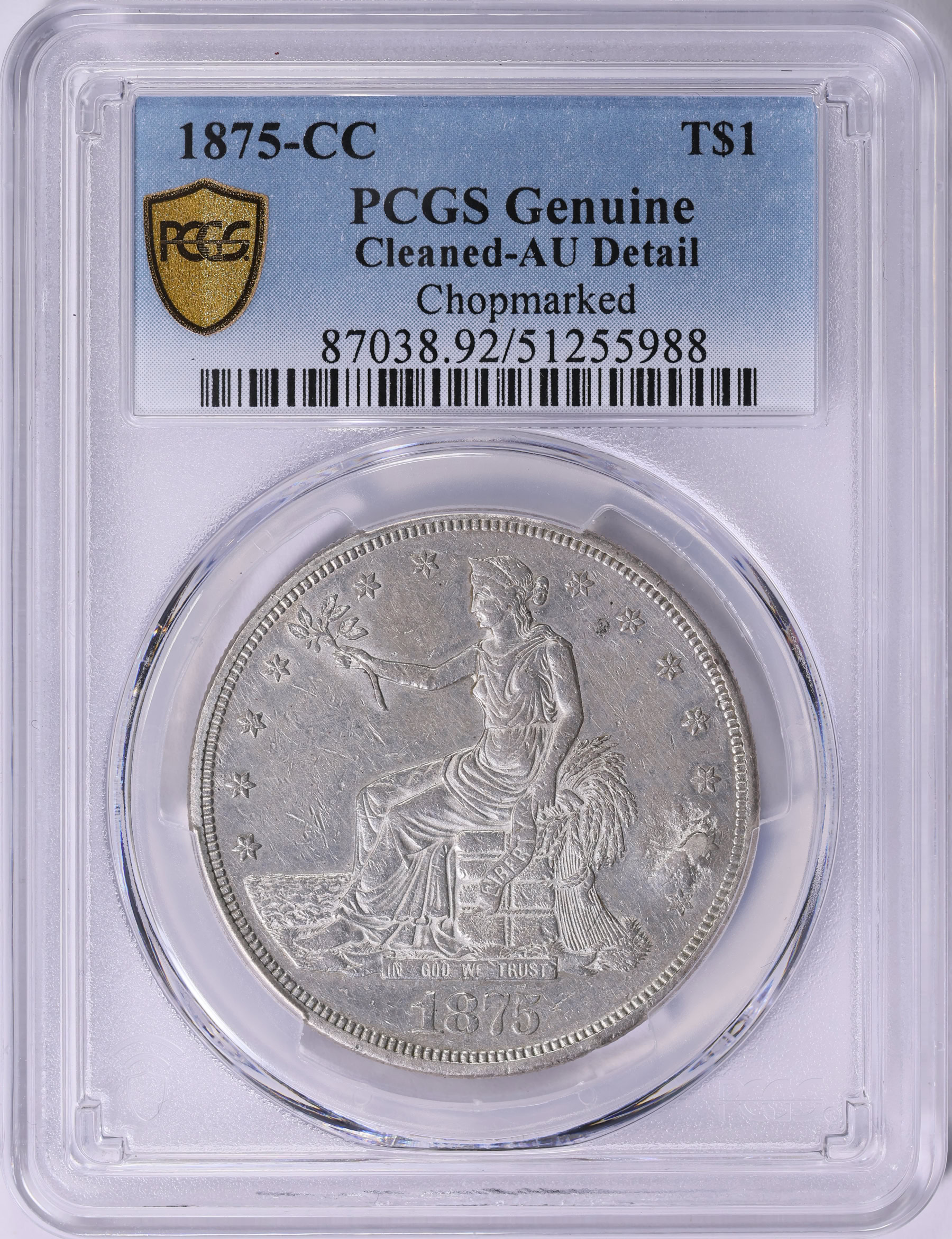 1875-CC Trade Silver Dollar Chop Mark PCGS Genuine AU Details (Item ...