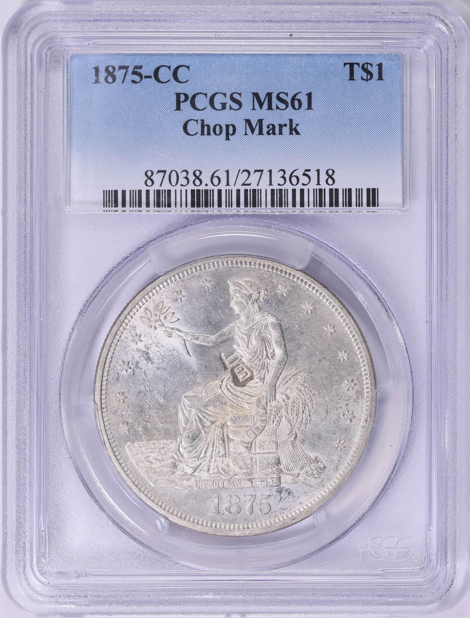 1875-CC Trade Silver Dollar Chop Mark PCGS MS-61 (Item 1817691 ...