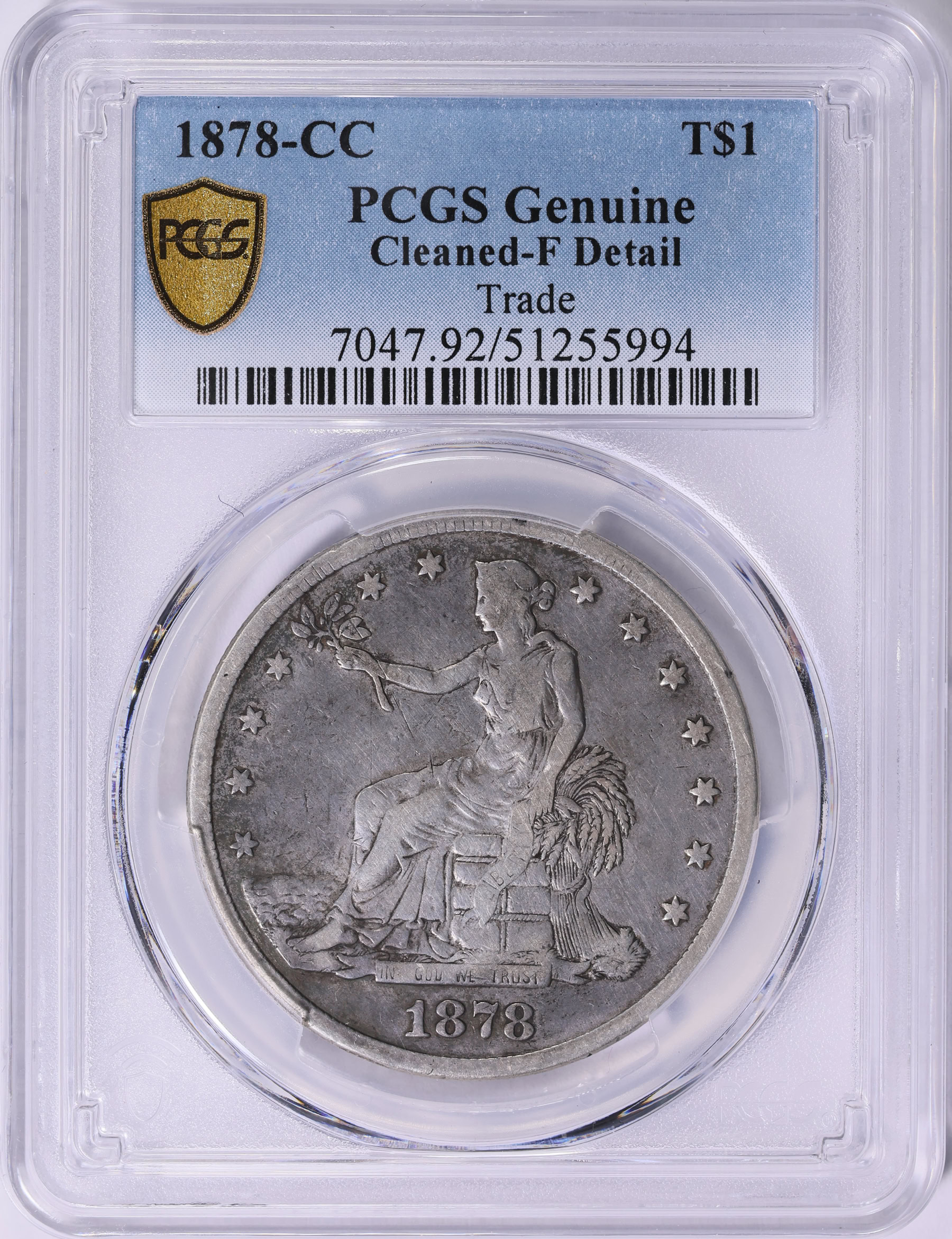 1878-CC Trade Silver Dollar PCGS Genuine Fine Details (Item 1817693) | GreatCollections Coin ...