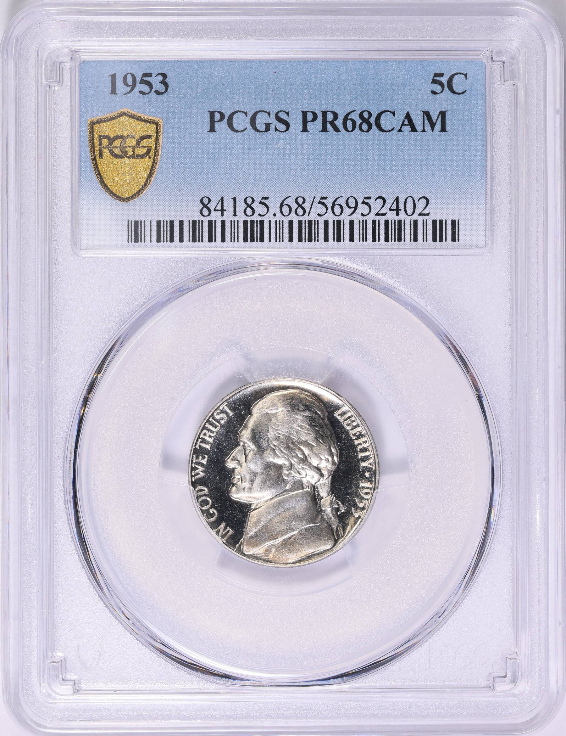1953 Jefferson Nickel PCGS Proof-68 CAMEO (Item 1817727) | GreatCollections Coin Auctions