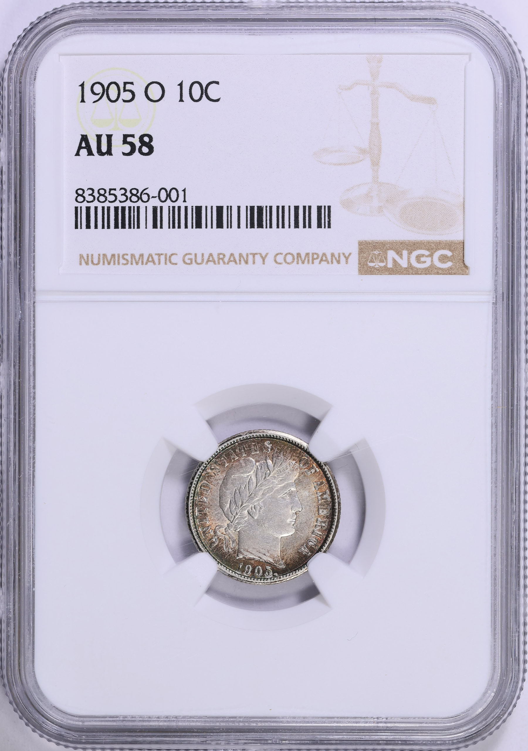 1905-O Barber Dime NGC AU-58 (Item 1817742) | GreatCollections Coin ...