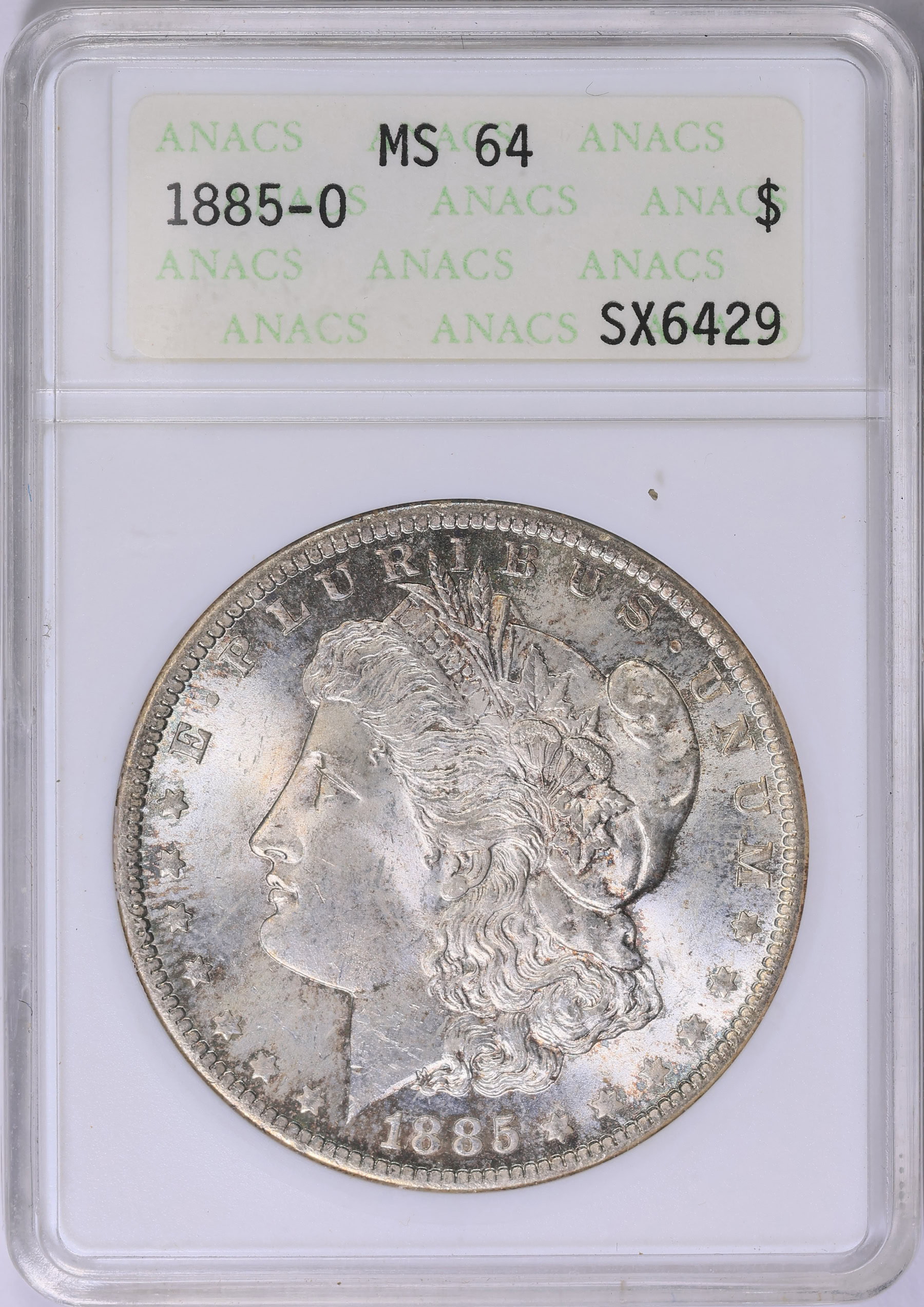 1885-O Morgan Silver Dollar ANACS MS-64 OH (Toned) (Item 1817752) | GreatCollections Coin Auctions