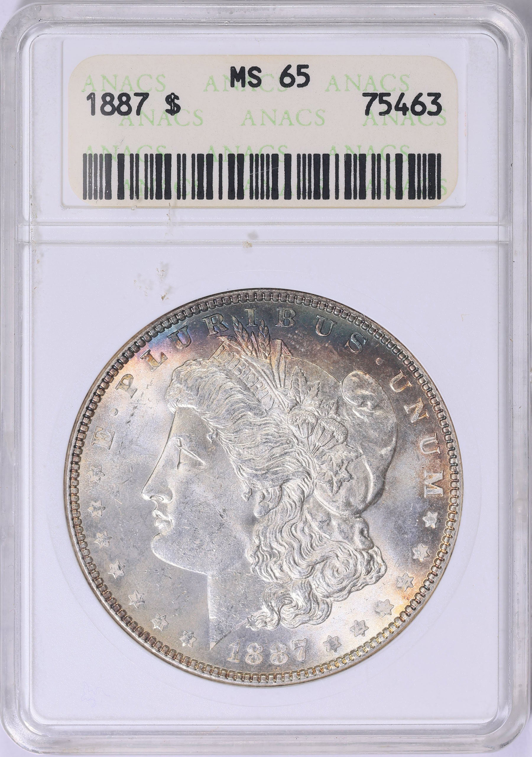 1887 Morgan Silver Dollar ANACS MS-65 OH (Toned) (Item 1817753) | GreatCollections Coin Auctions