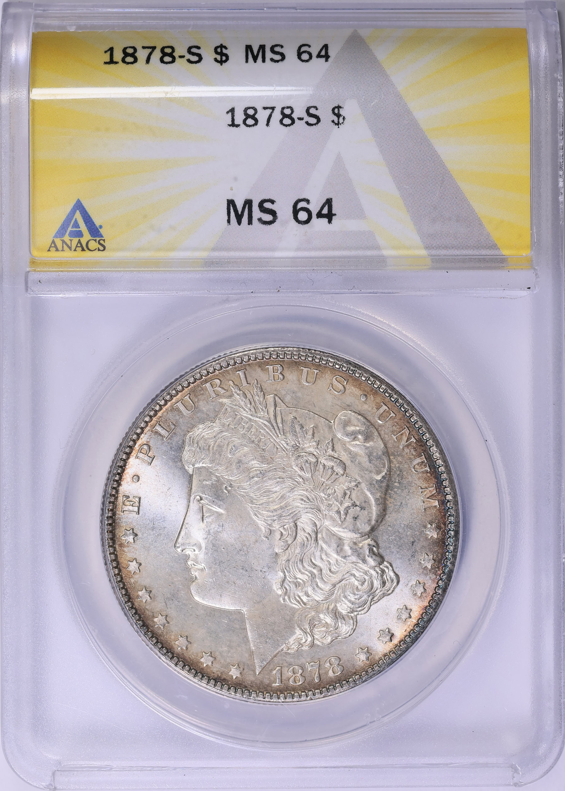 1878-S Morgan Silver Dollar ANACS MS-64 (Toned) (Item 1817758) | GreatCollections Coin Auctions