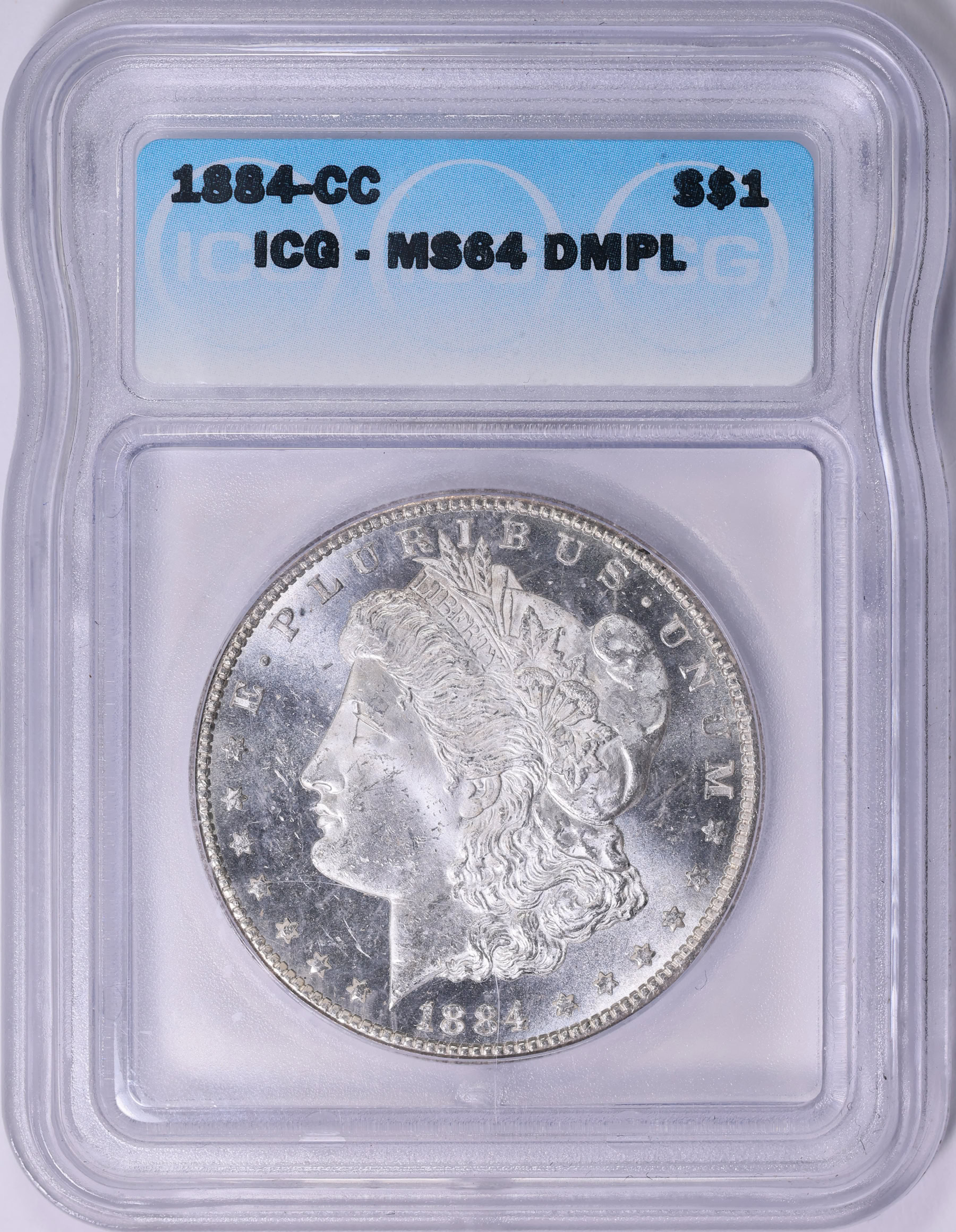 1884-CC Morgan Silver Dollar ICG MS-64 DMPL (Item 1817759) | GreatCollections Coin Auctions